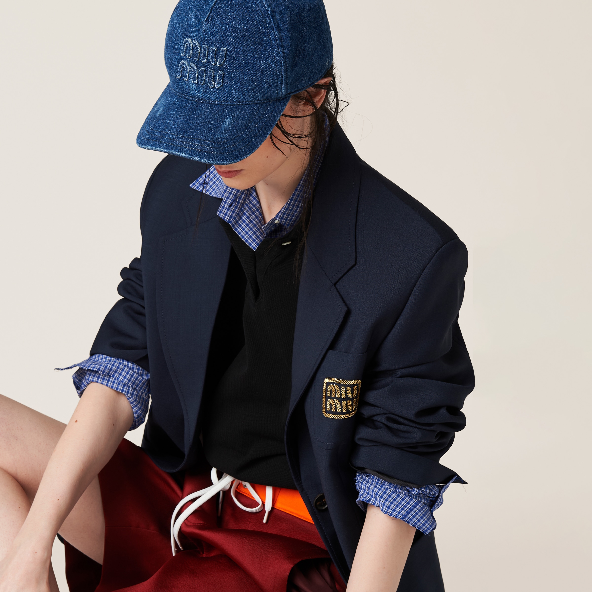 Navy Denim Baseball Cap | Miu Miu