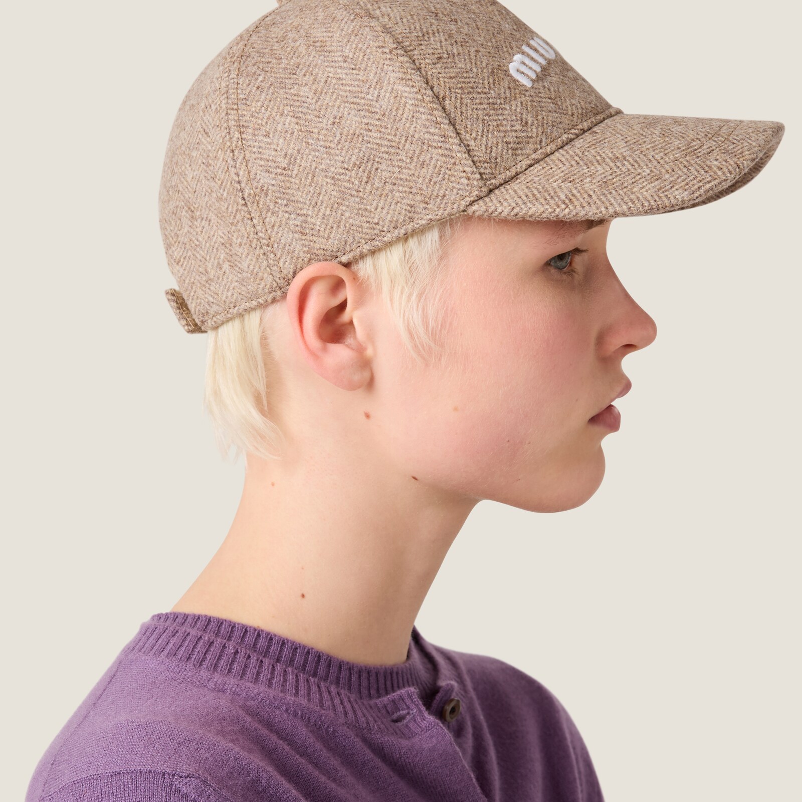 Khaki Chevron Wool Baseball Cap | Miu Miu