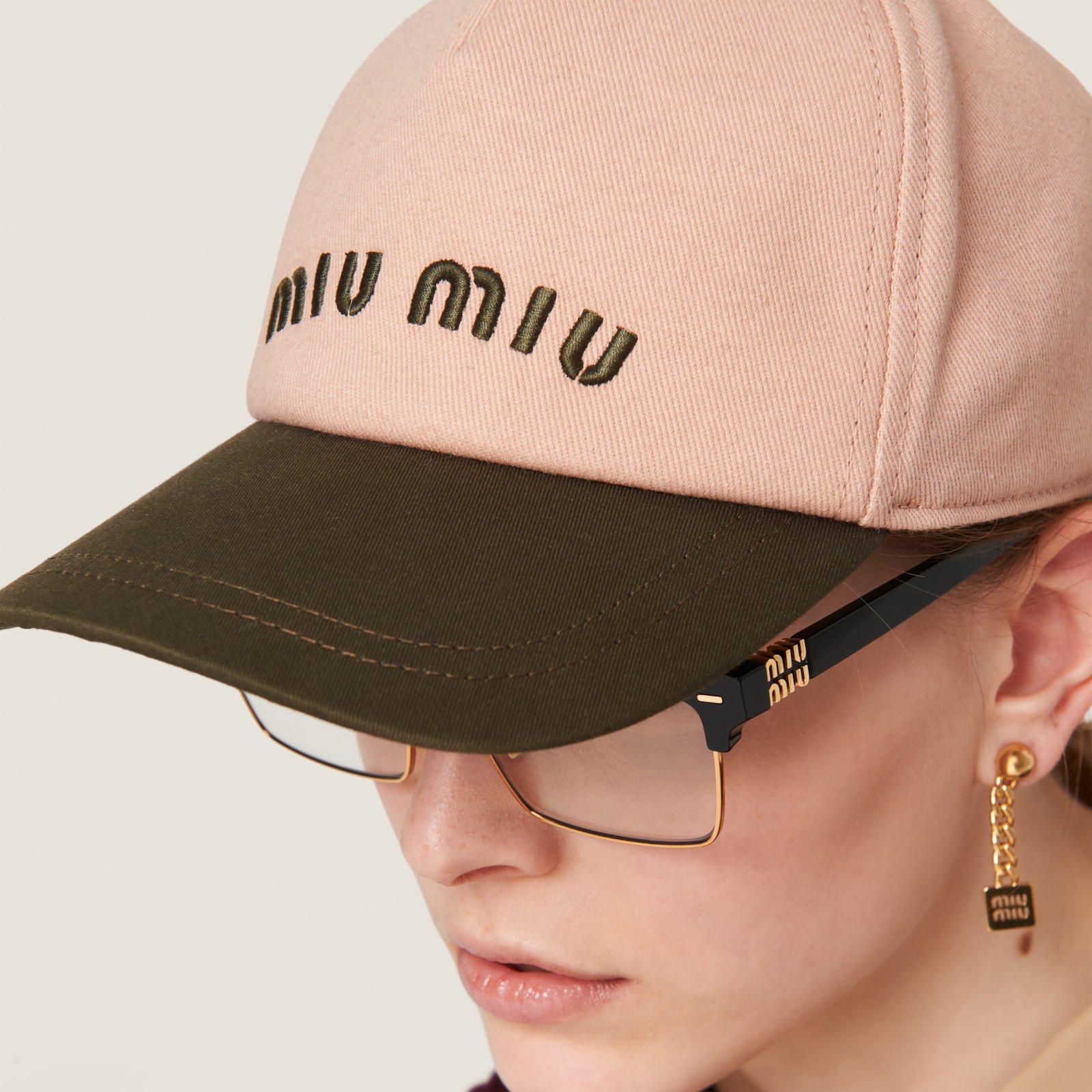 Orchid Pink/military Drill Baseball Cap | Miu Miu
