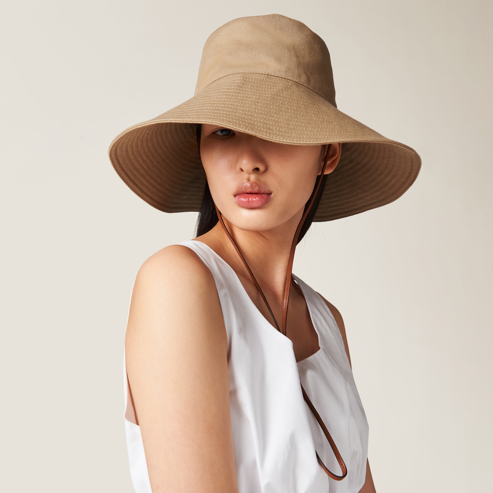 Khaki/white Drill Hat | Miu Miu