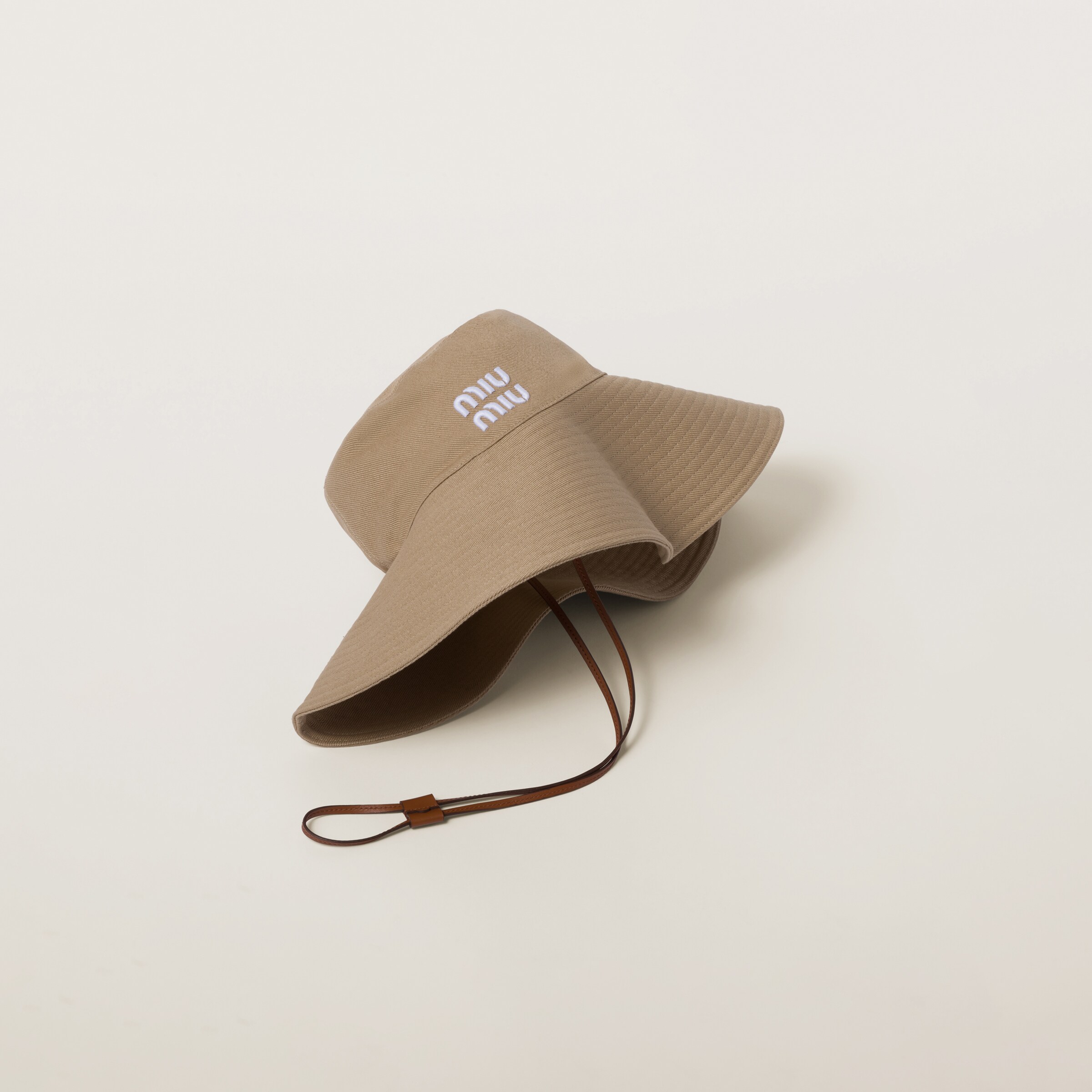 Khaki/white Drill Hat | Miu Miu