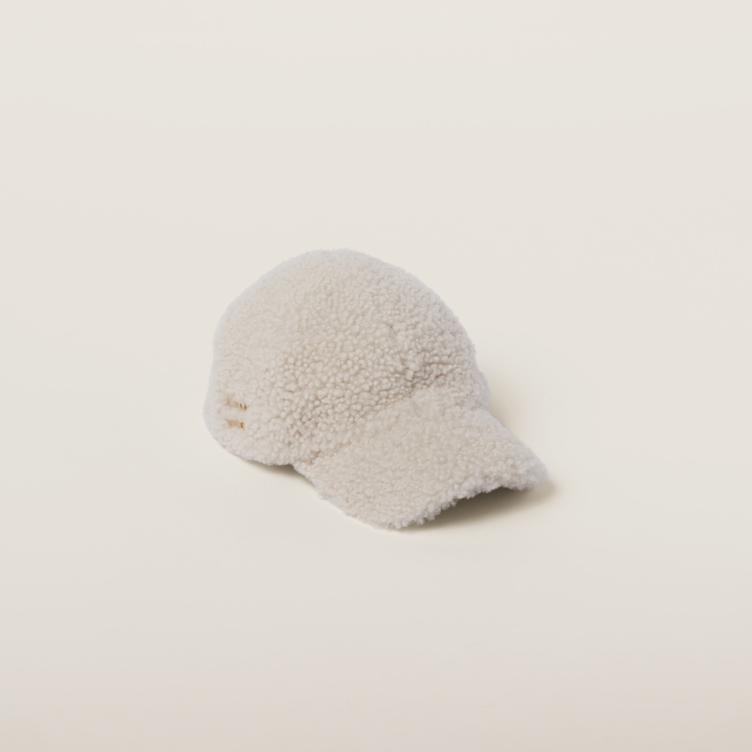 Ivory Faux Shearling Baseball Cap | Miu Miu