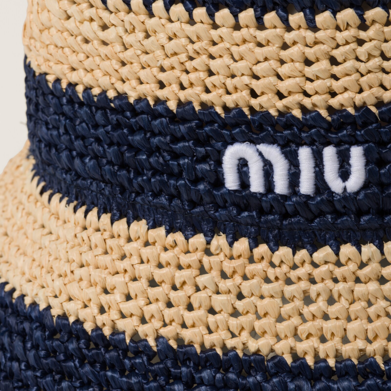 Blue/beige Woven Fabric Hat | Miu Miu