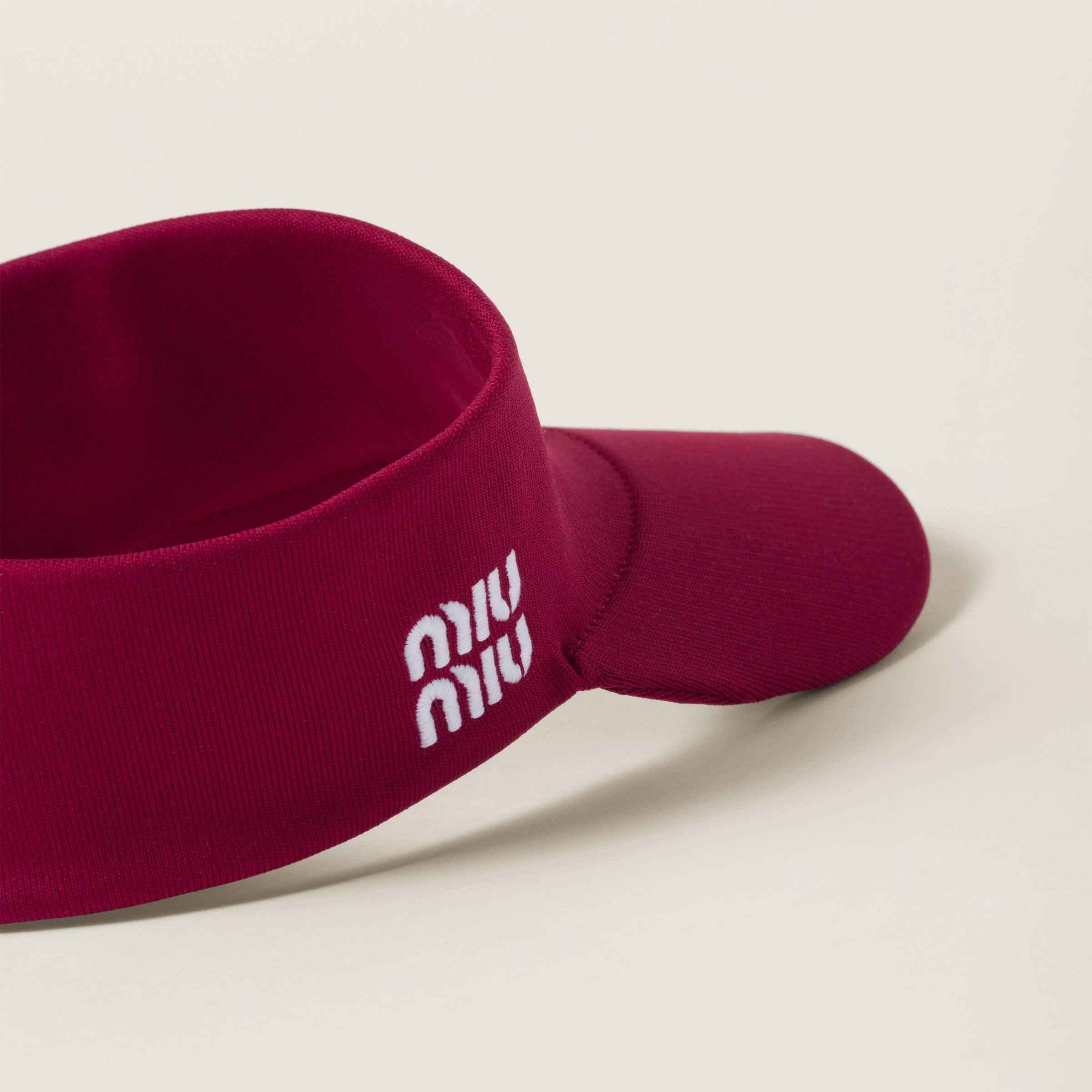 Amaranth Red/maize Yellow Nylon Visor With Pouch | Miu Miu