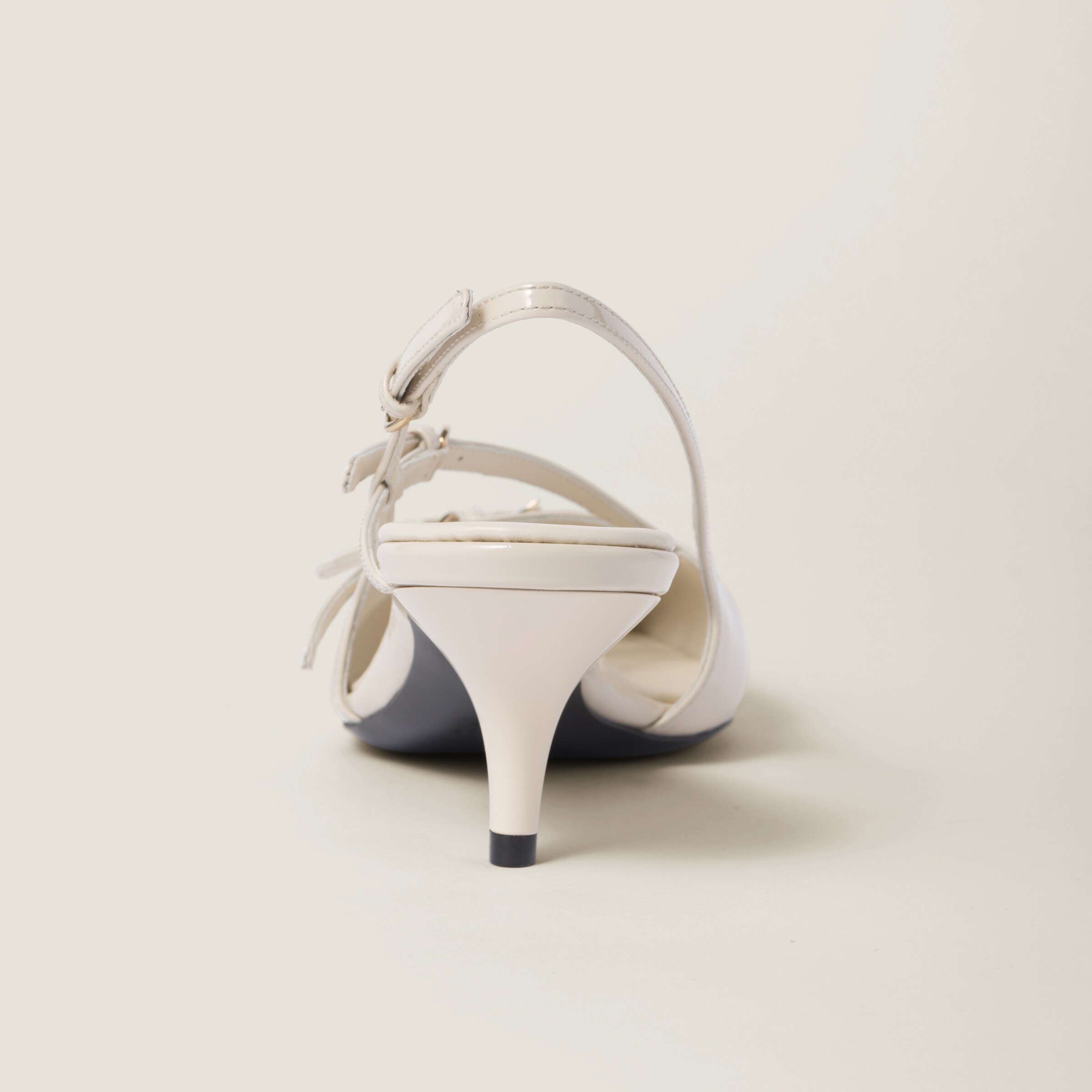 Ivory Patent Leather Slingbacks With Buckles | Miu Miu