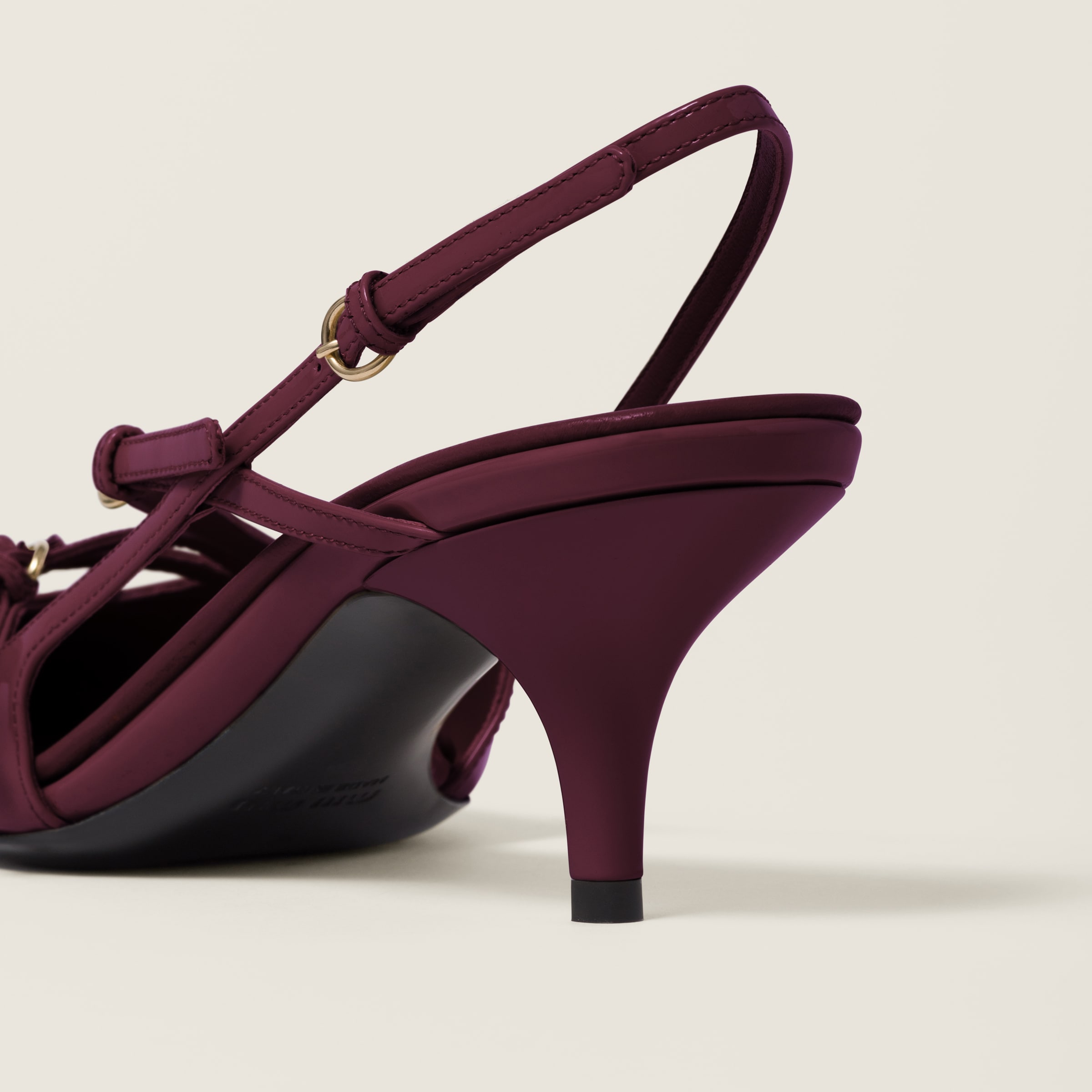 Décolleté Slingback In Vernice Con Fibbie Porpora | Miu Miu