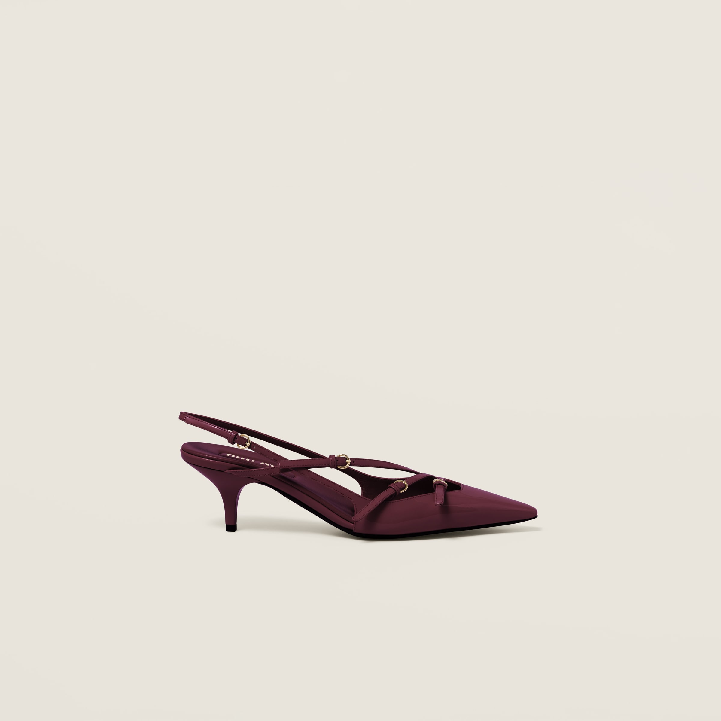 Crimson Patent Leather Slingbacks With Buckles | Miu Miu