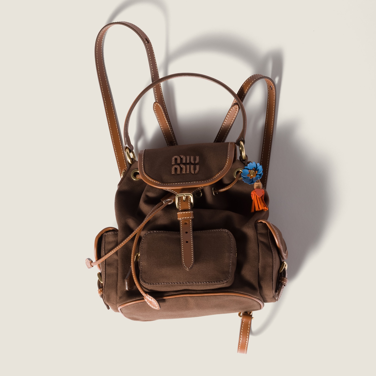 Wave/cognac Leather Micro Trick | Miu Miu - United States