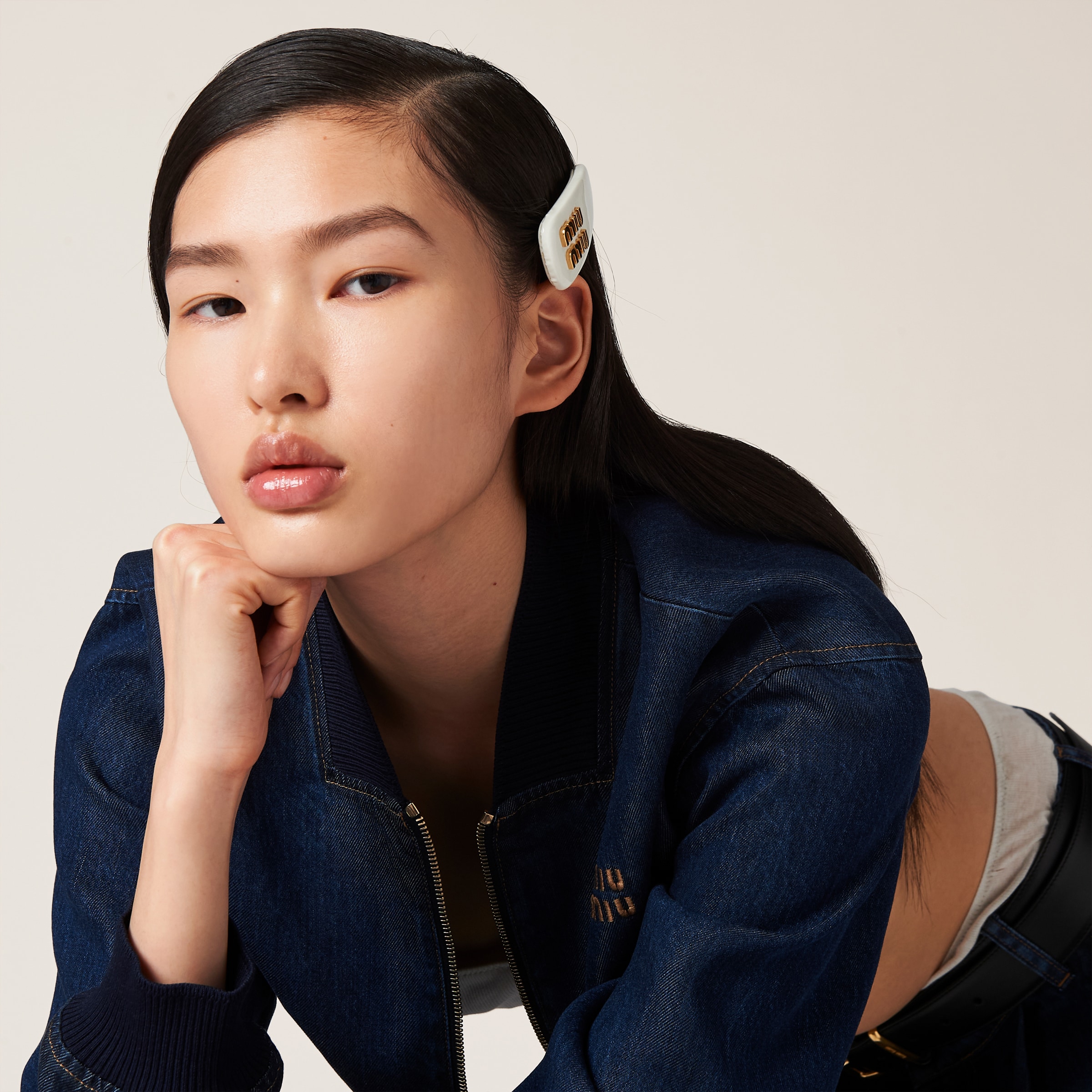 White Patent Leather Hair Clip | Miu Miu - United States
