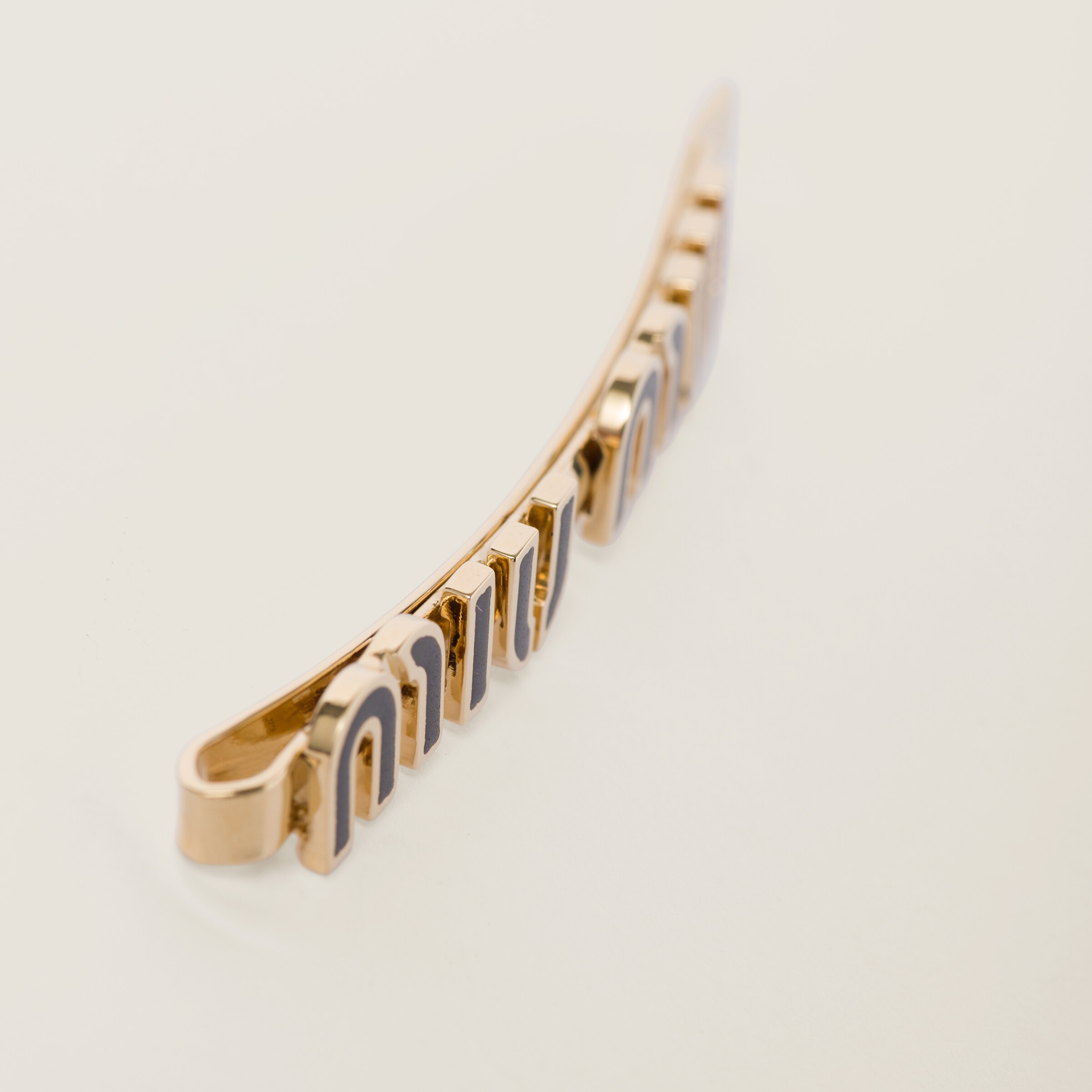 Black Enameled Metal Hair Clip | Miu Miu