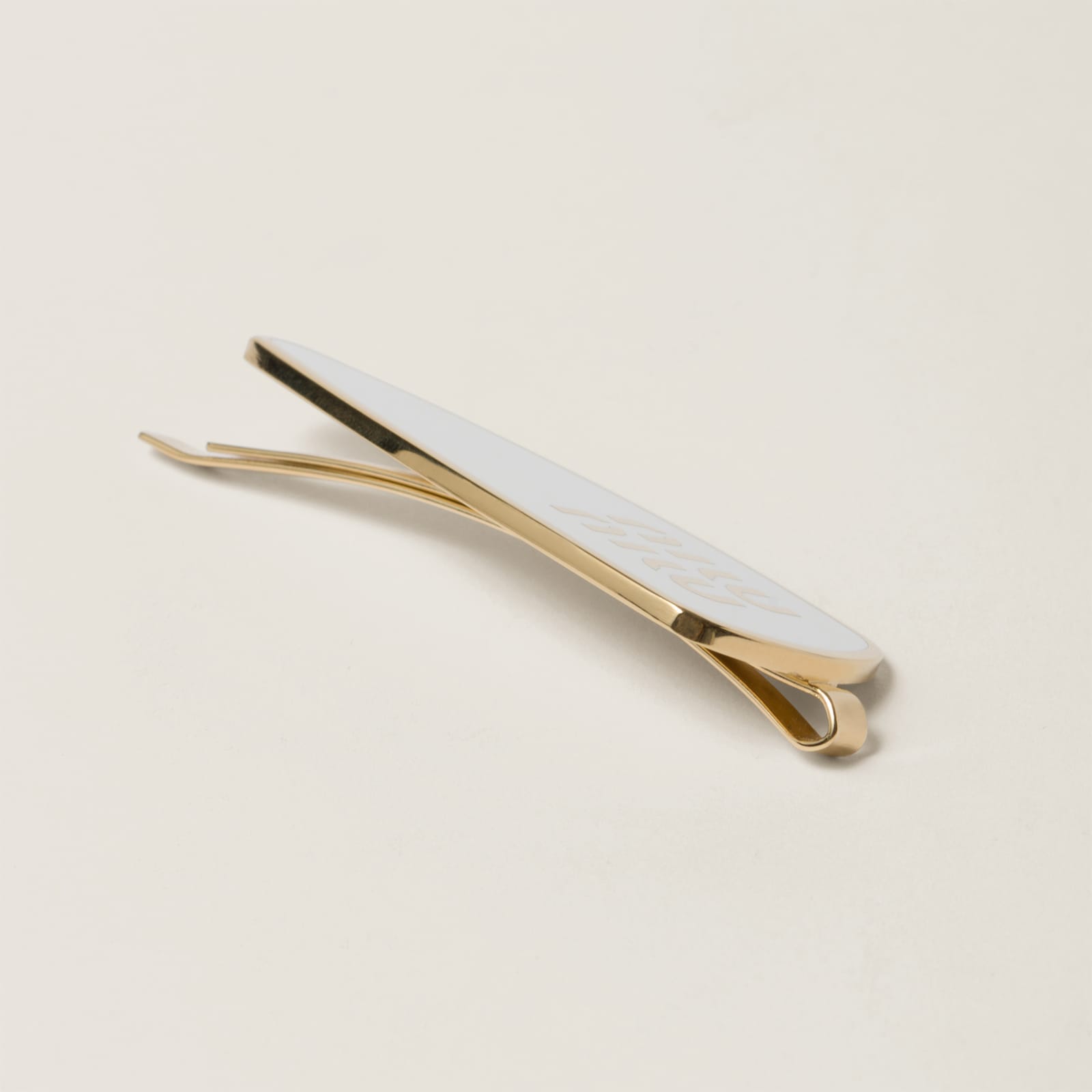 White Enameled Metal Hair Clip | Miu Miu
