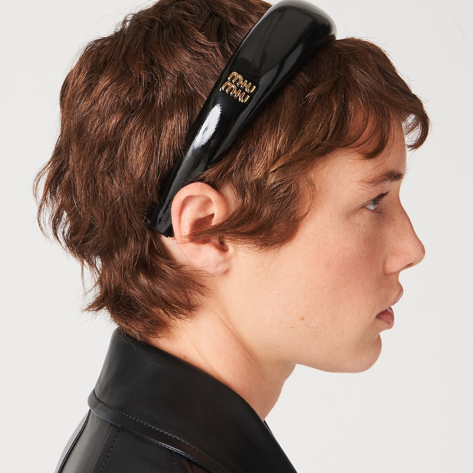 Black Patent Leather Headband | Miu Miu