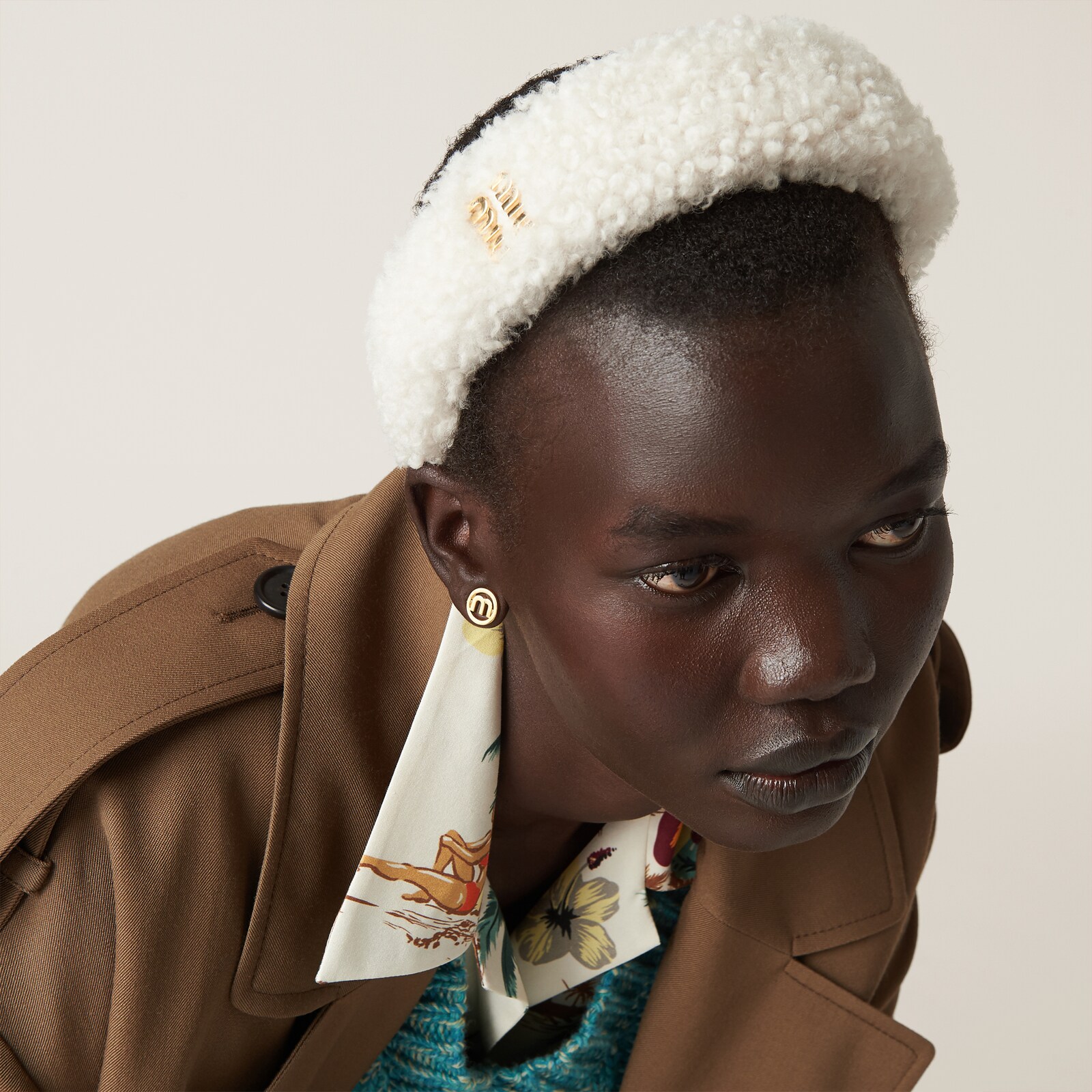 Ivory Shearling Headband | Miu Miu