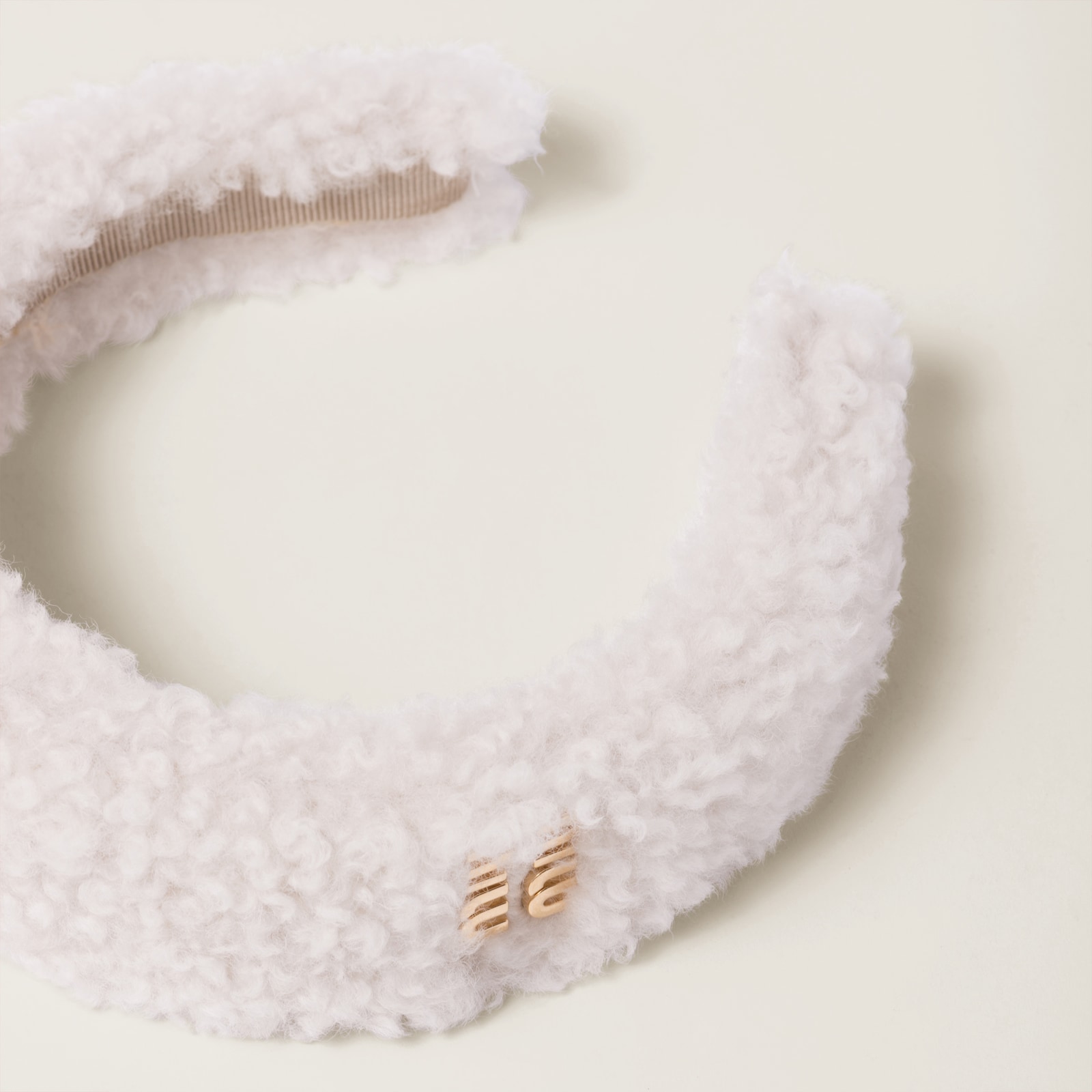 Ivory Shearling Headband | Miu Miu