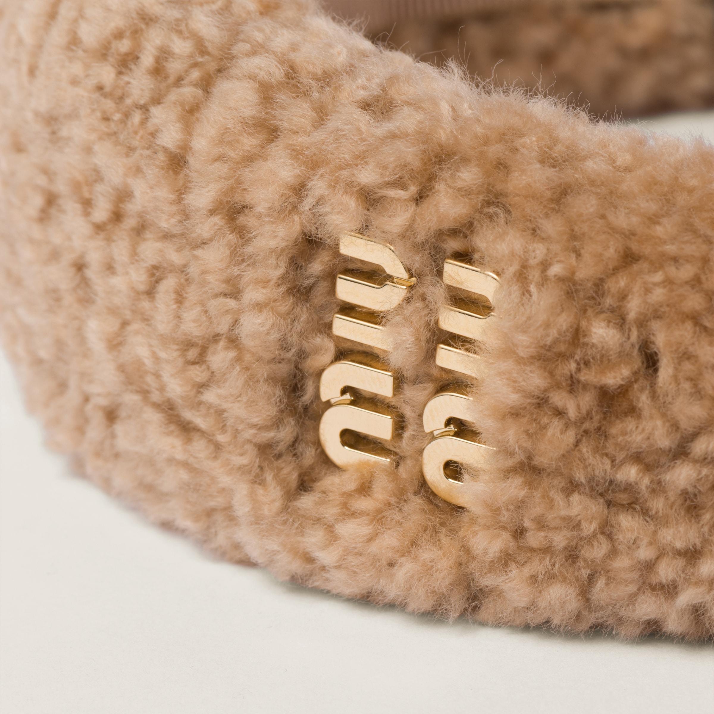 Caramel Shearling Headband | Miu Miu