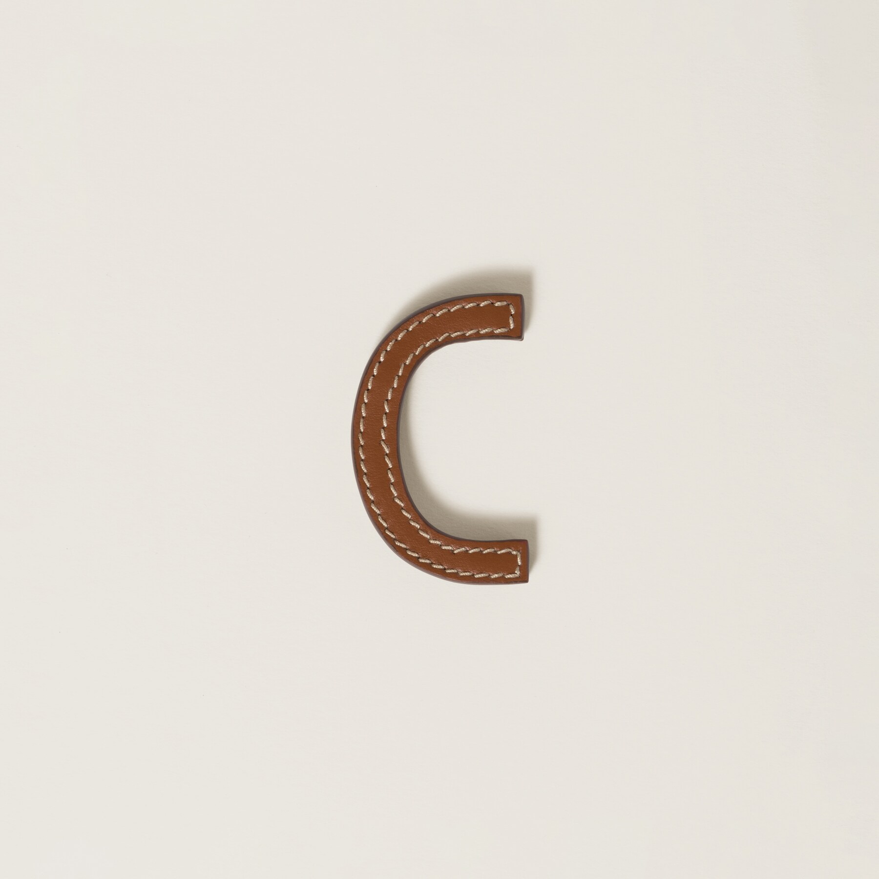 Cognac Leather And Metal Brooch | Miu Miu