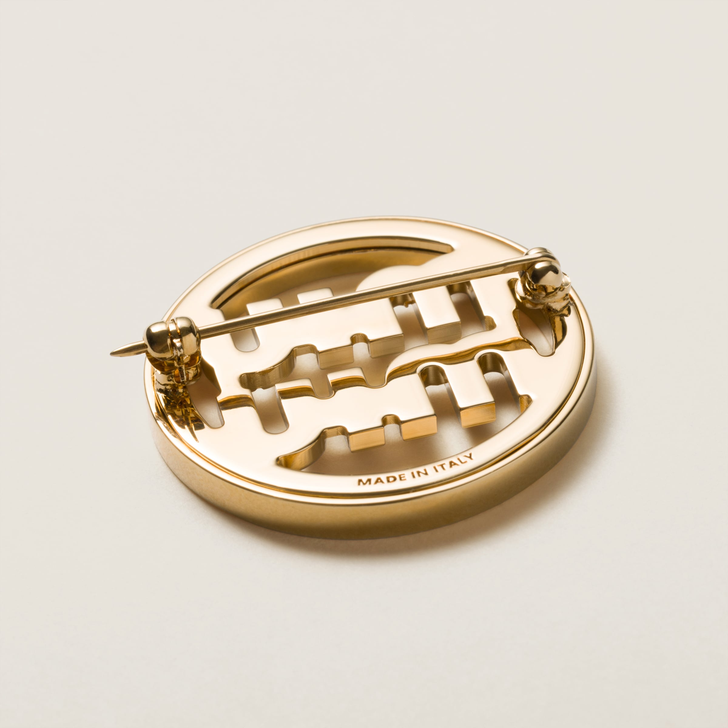 Black Enameled Metal Logo Brooch | Miu Miu