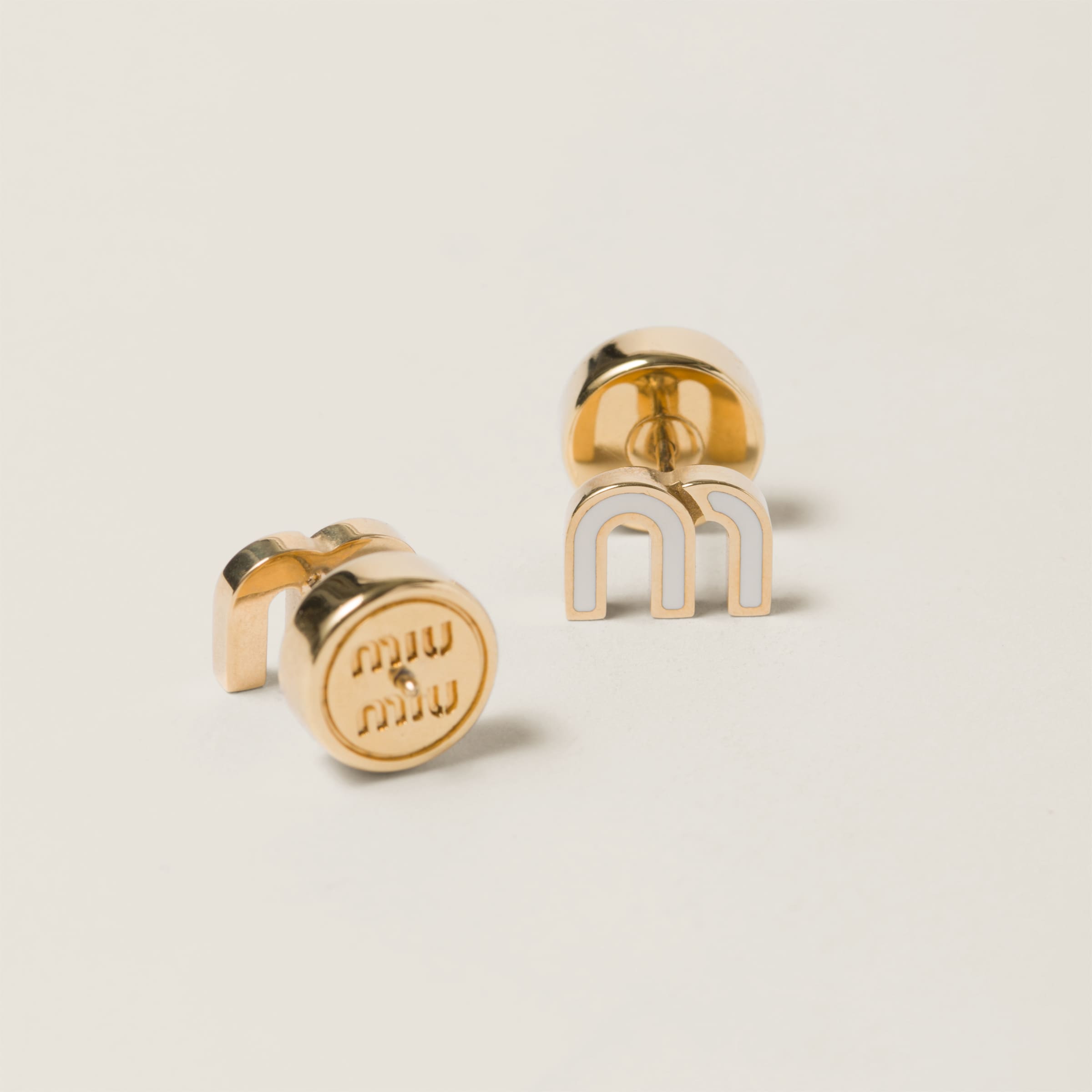 White Enameled Metal Earrings | Miu Miu