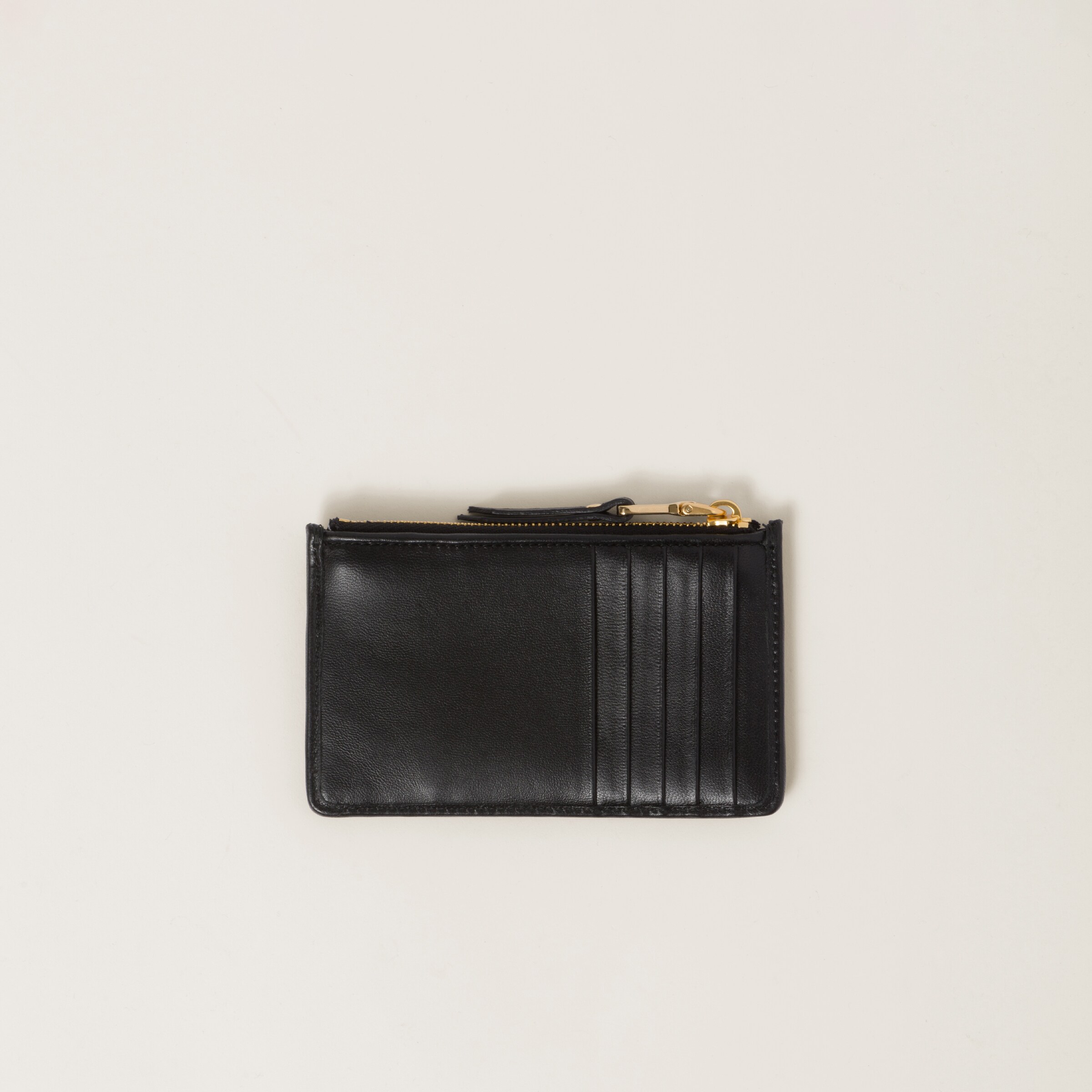Black Matelassé Nappa Leather Envelope Wallet | Miu Miu