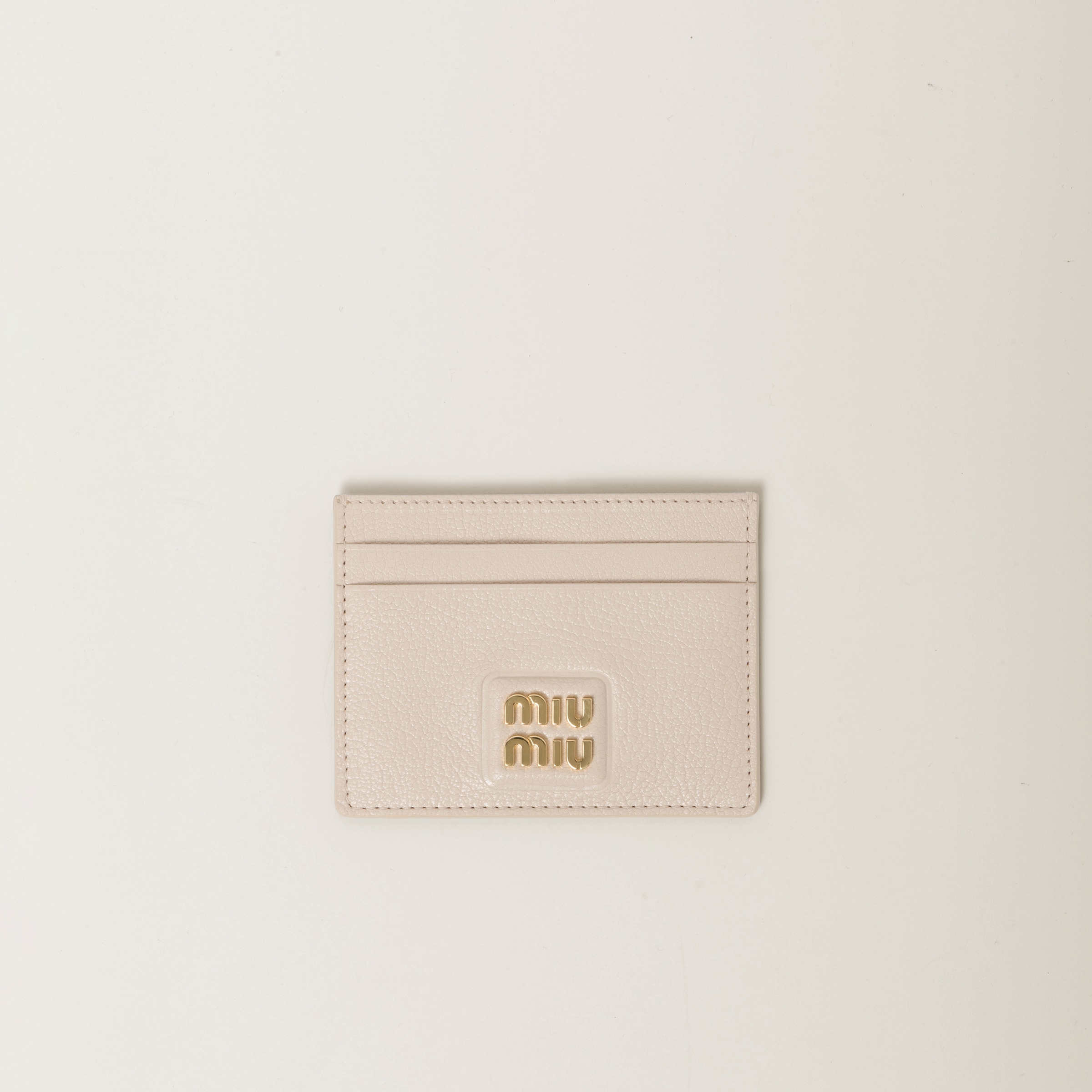 Raw White Madras Leather Card Holder | Miu Miu
