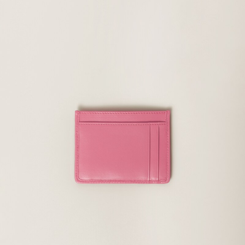 Begonia Pink Matelassé Nappa Leather Card Holder | Miu Miu