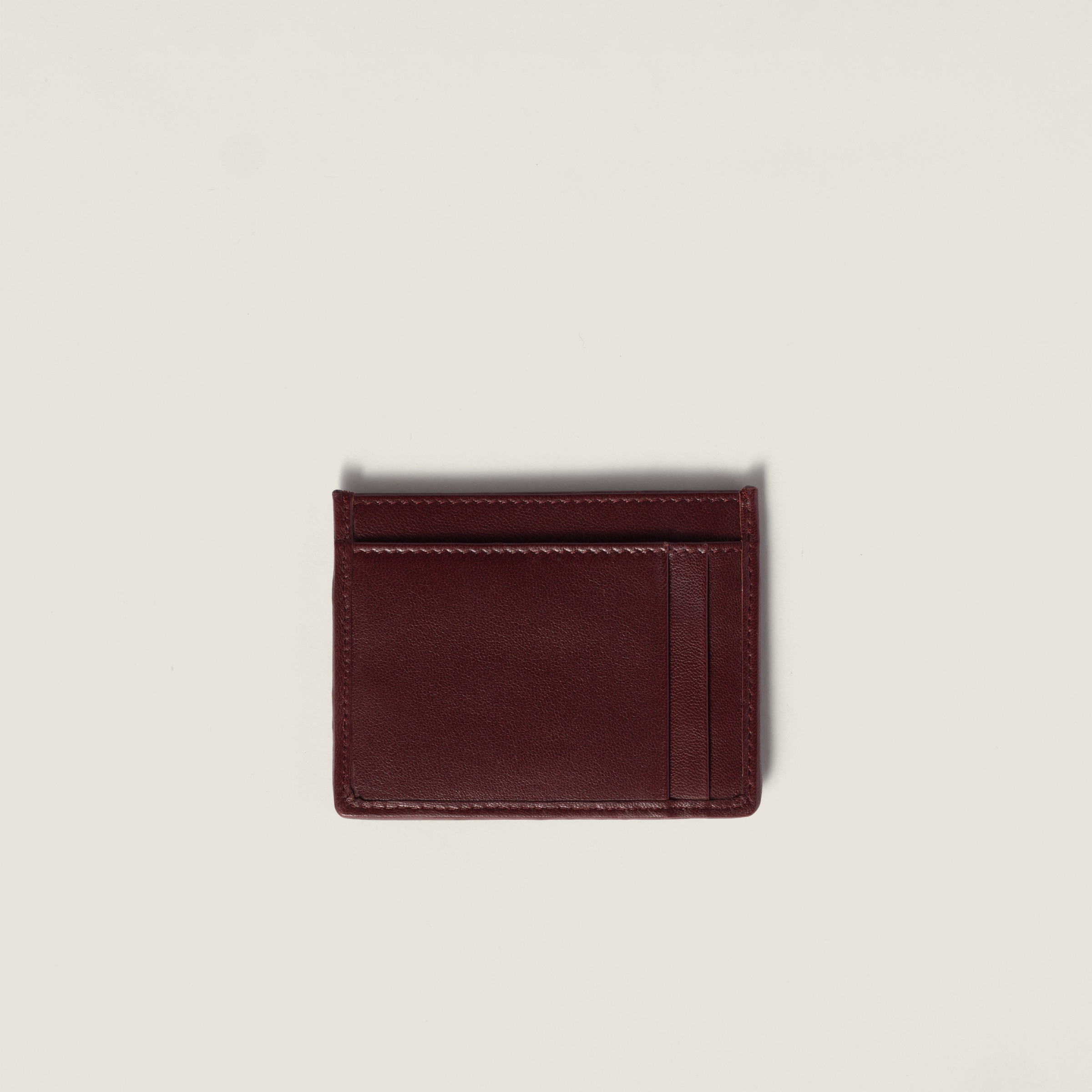 Burgundy Matelassé Nappa Leather Card Holder | Miu Miu - United States