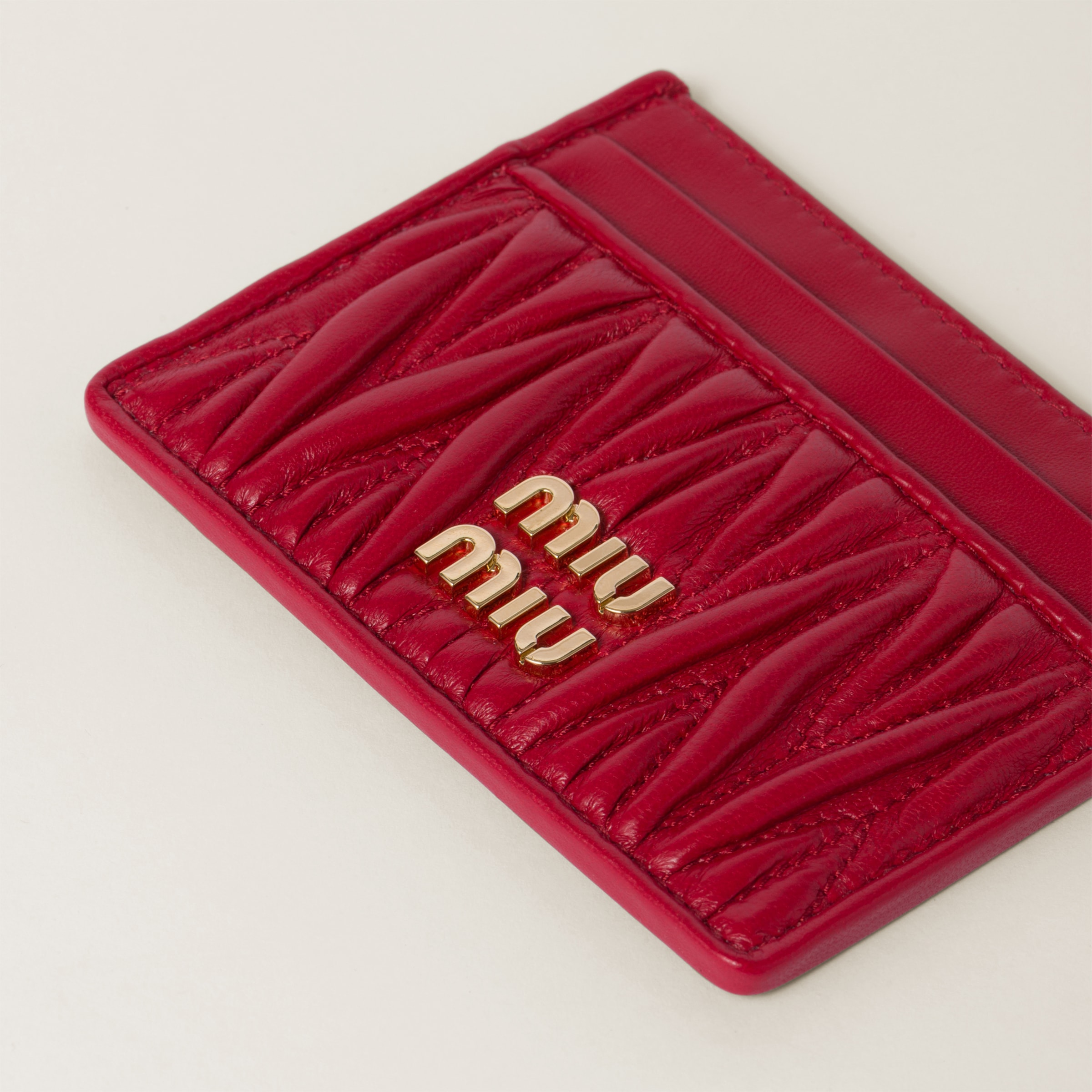 Red Matelassé Nappa Leather Card Holder | Miu Miu