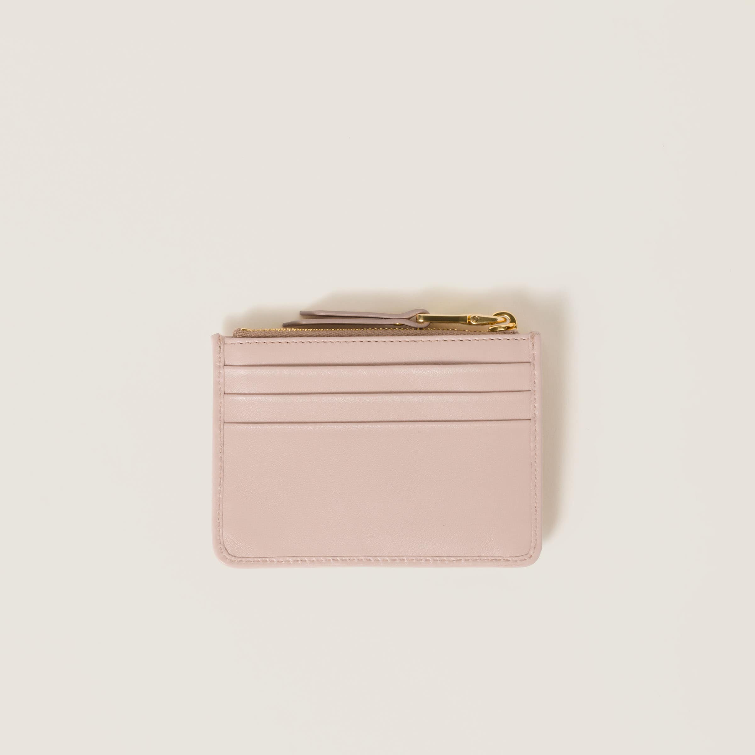 Powder Pink Matelassé Nappa Leather Card Holder | Miu Miu