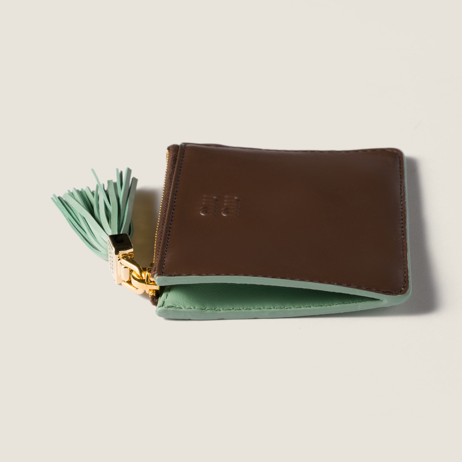 Burnt/aquamarine Leather Card Holder | Miu Miu