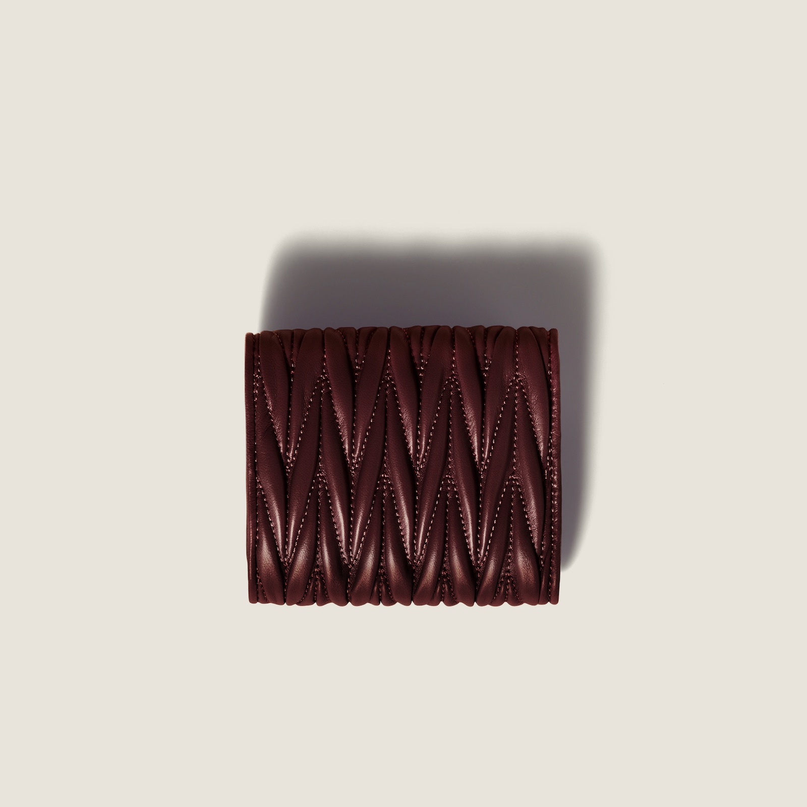 Burgundy Small Matelassé Nappa Leather Wallet | Miu Miu