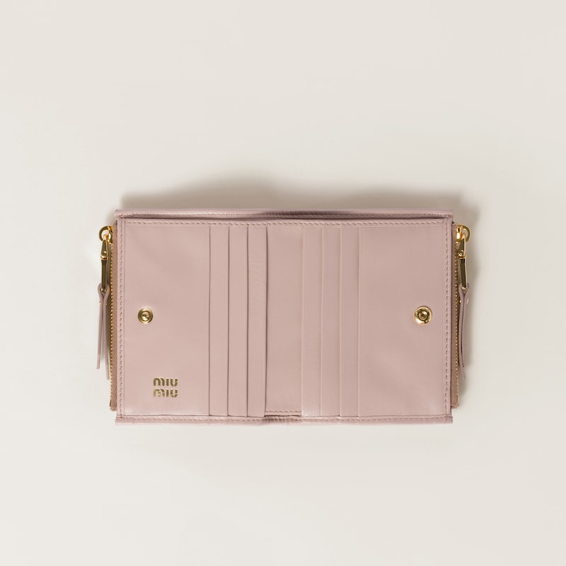 Powder Pink Small Wallet In Matelassé Nappa Leather | Miu Miu