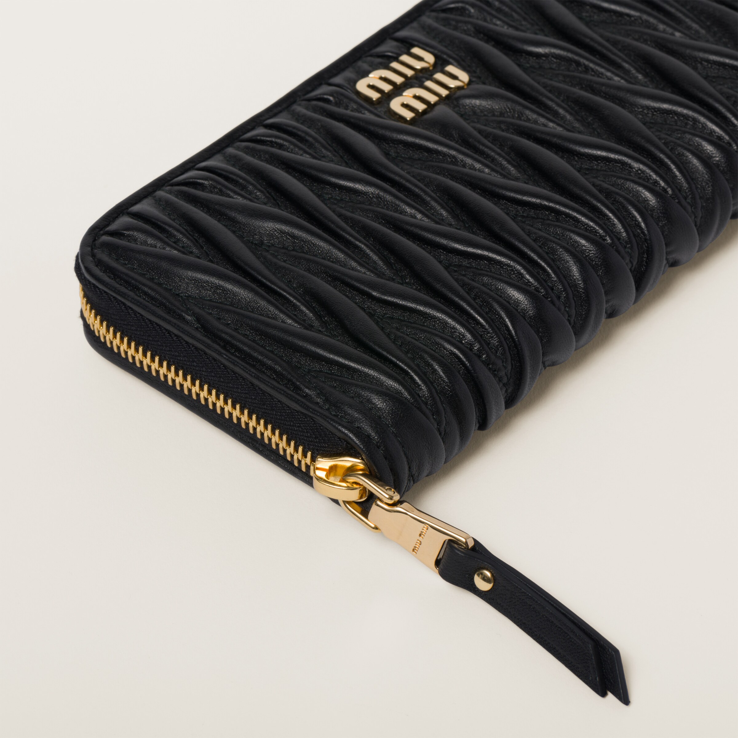 Black Large Matelassé Nappa Leather Wallet | Miu Miu