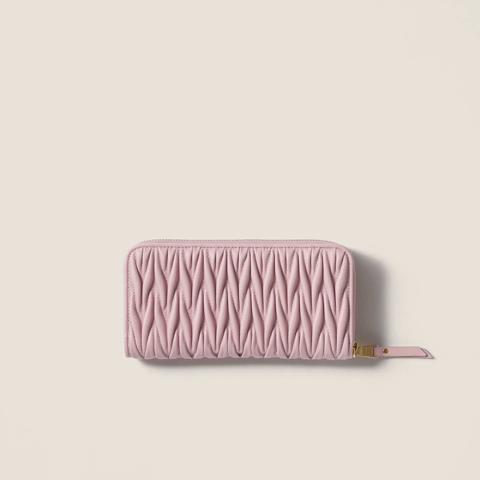 Alabaster Pink Large Matelassé Nappa Leather Wallet | Miu Miu - United ...