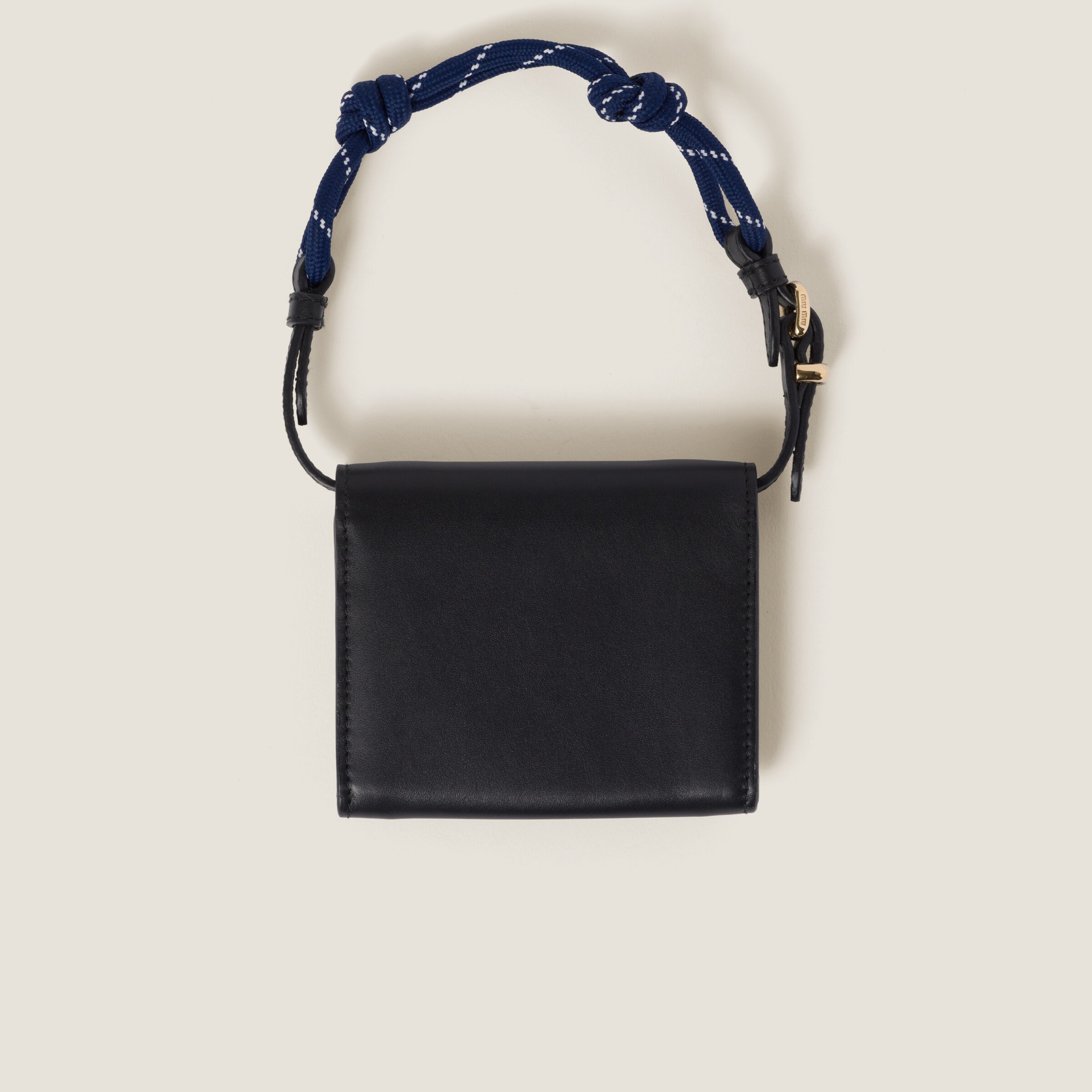 Black/baltic Blue Leather Wallet With Leather And Cord Shoulder Strap ...