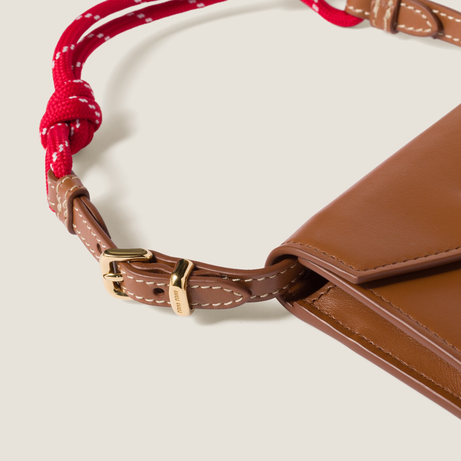 Cognac/red Leather Shoulder Wallet | Miu Miu