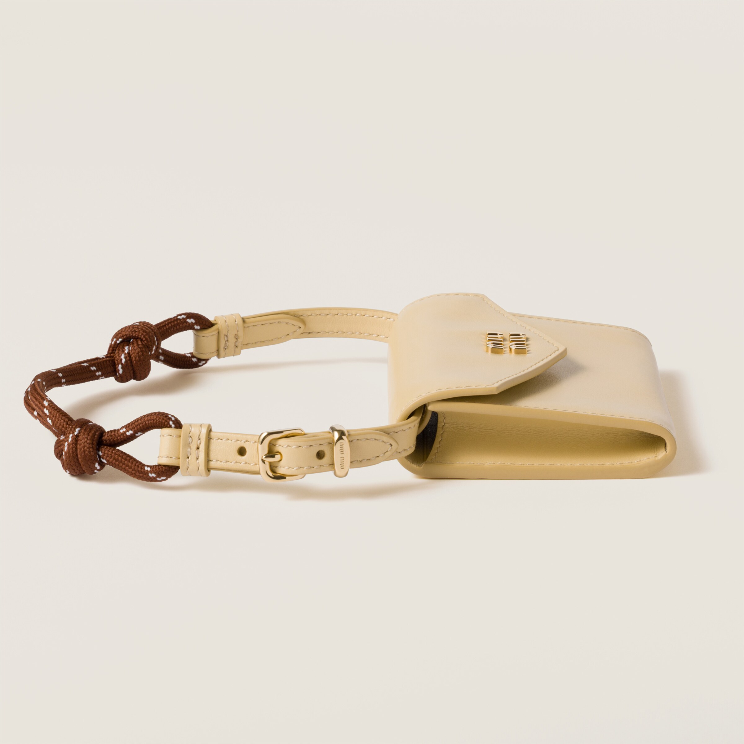 Soy Green/tobacco Leather Shoulder Wallet | Miu Miu