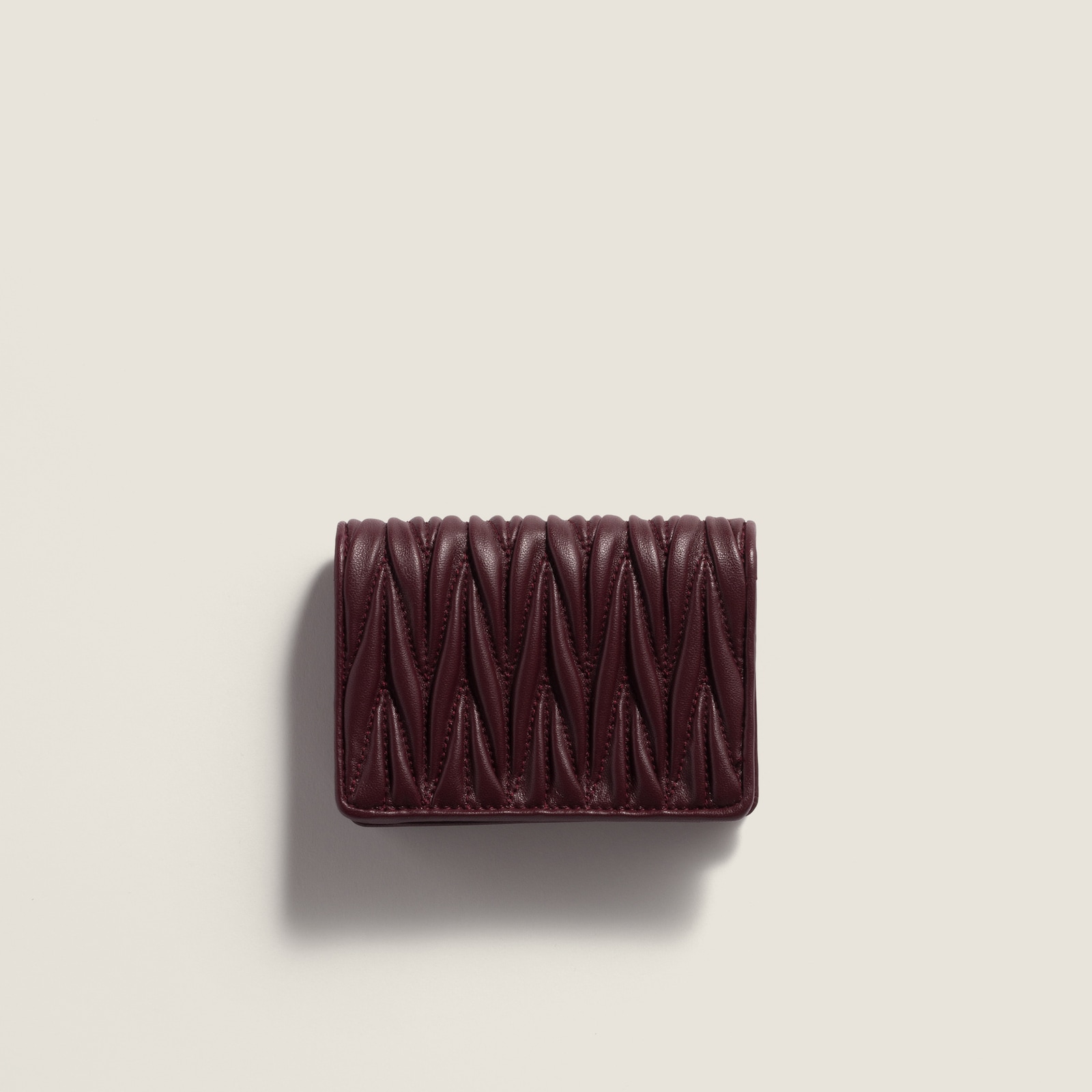 Burgundy Small Matelassé Nappa Leather Wallet | Miu Miu
