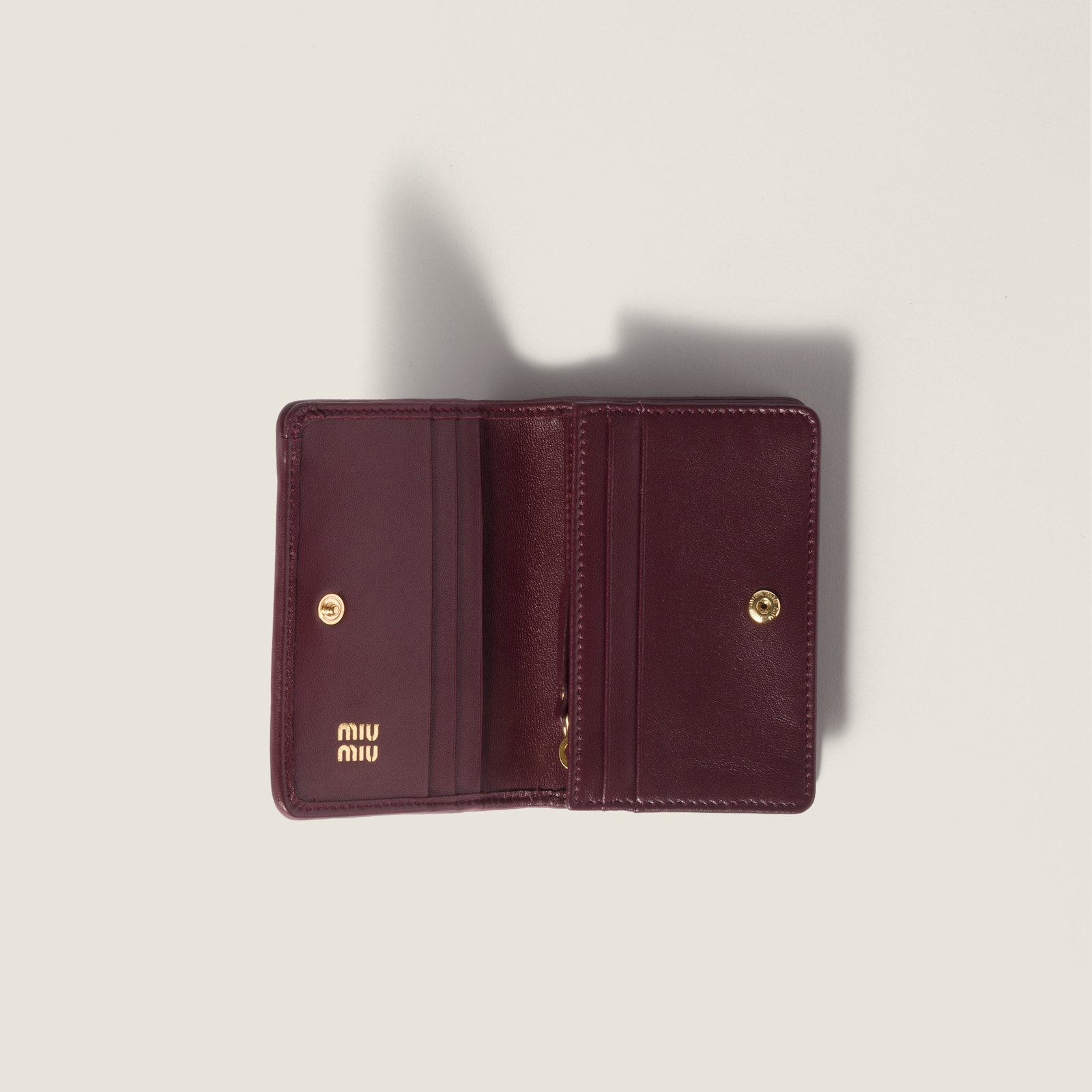 Burgundy Small Matelassé Nappa Leather Wallet | Miu Miu
