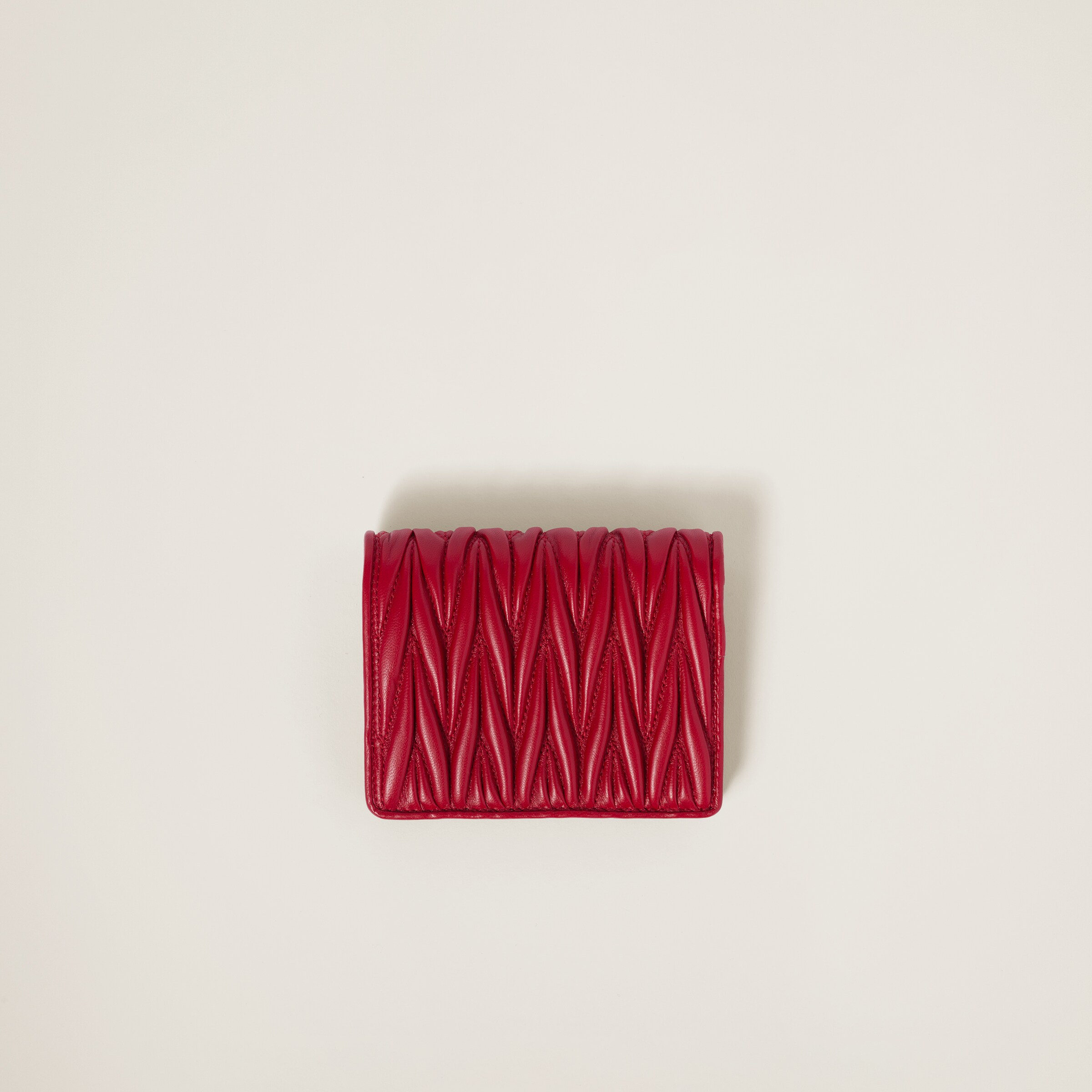 Red Small Matelassé Nappa Leather Wallet | Miu Miu