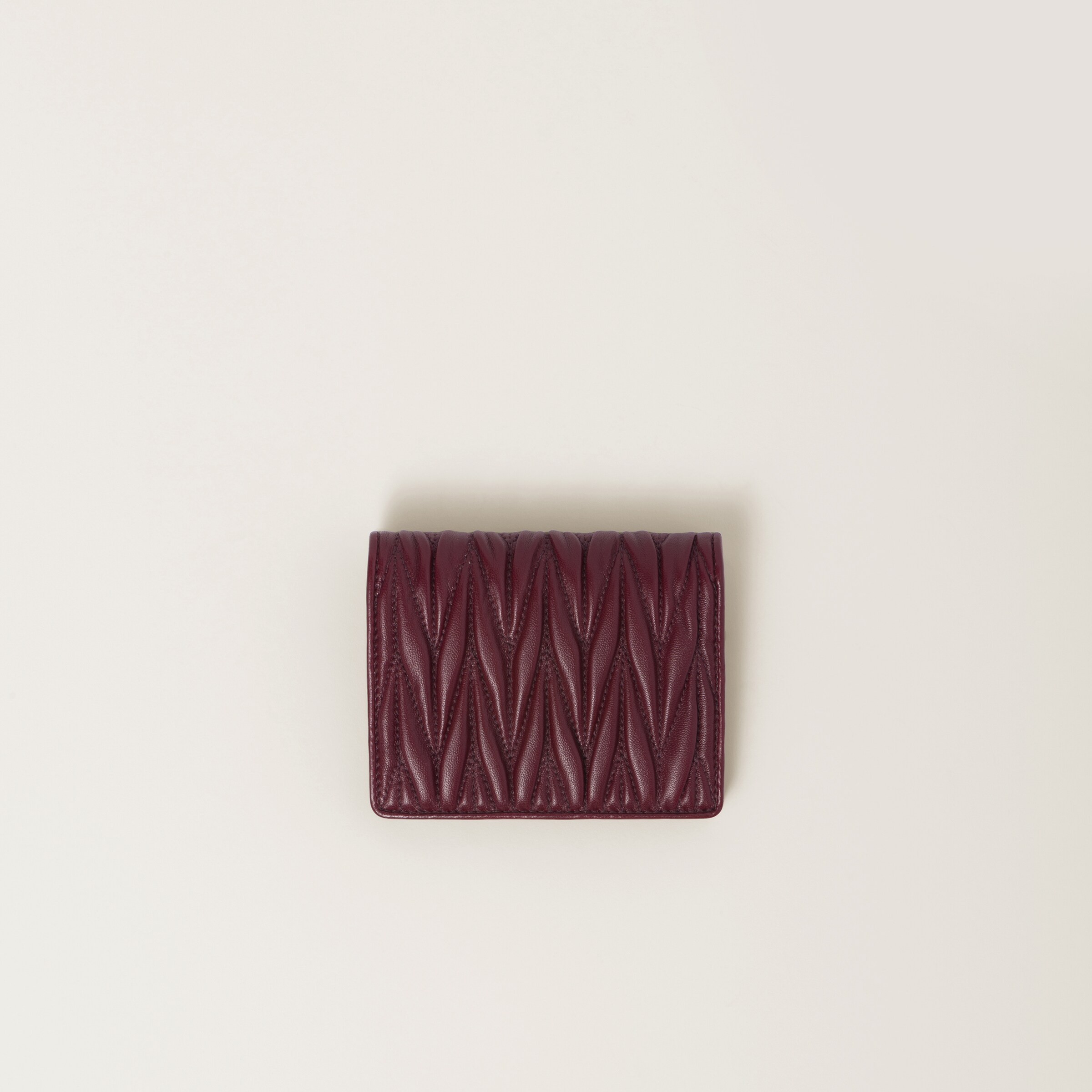 Amaranth Red/maize Yellow Small Matelassé Nappa Leather Wallet | Miu Miu