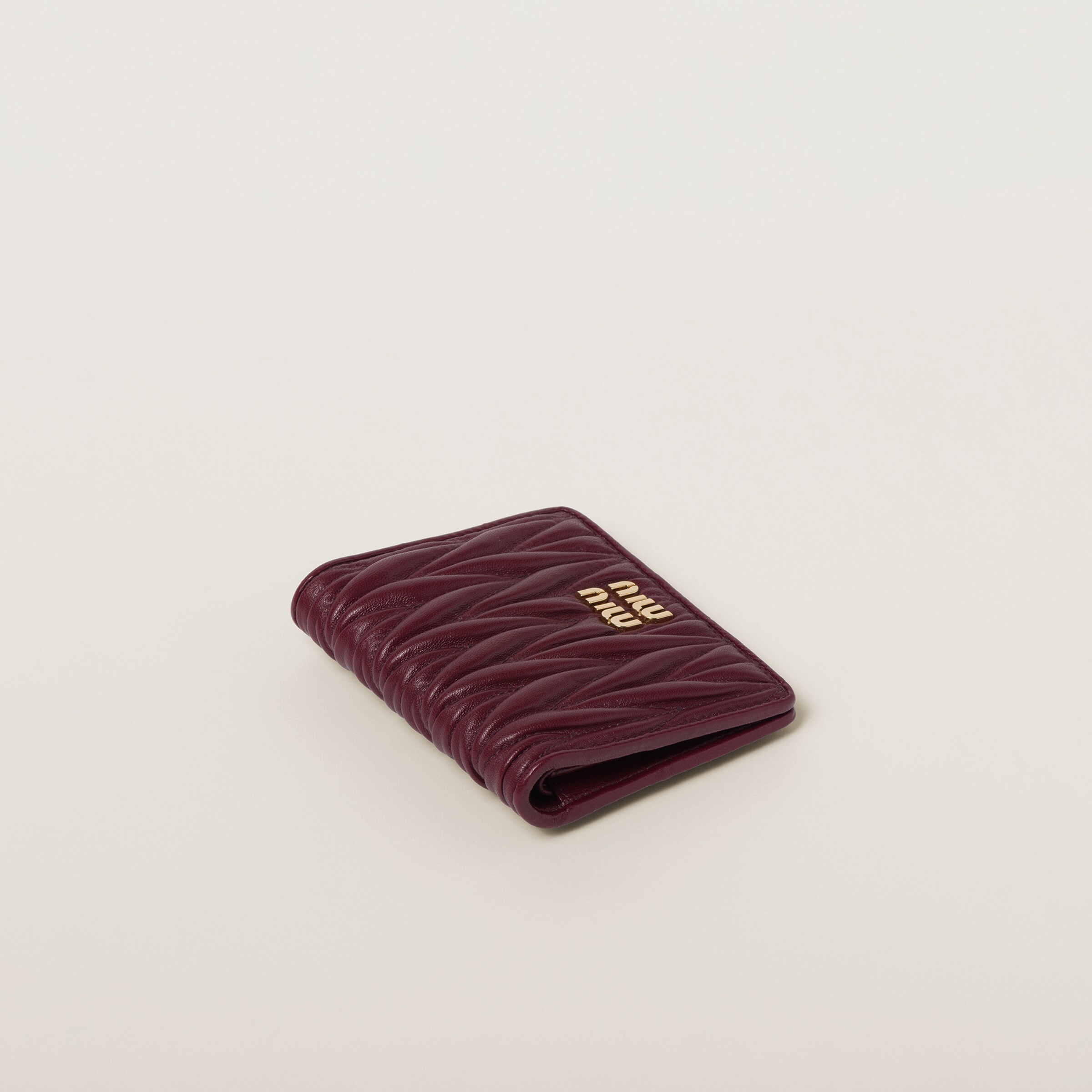 Amaranth Red/maize Yellow Small Matelassé Nappa Leather Wallet | Miu Miu