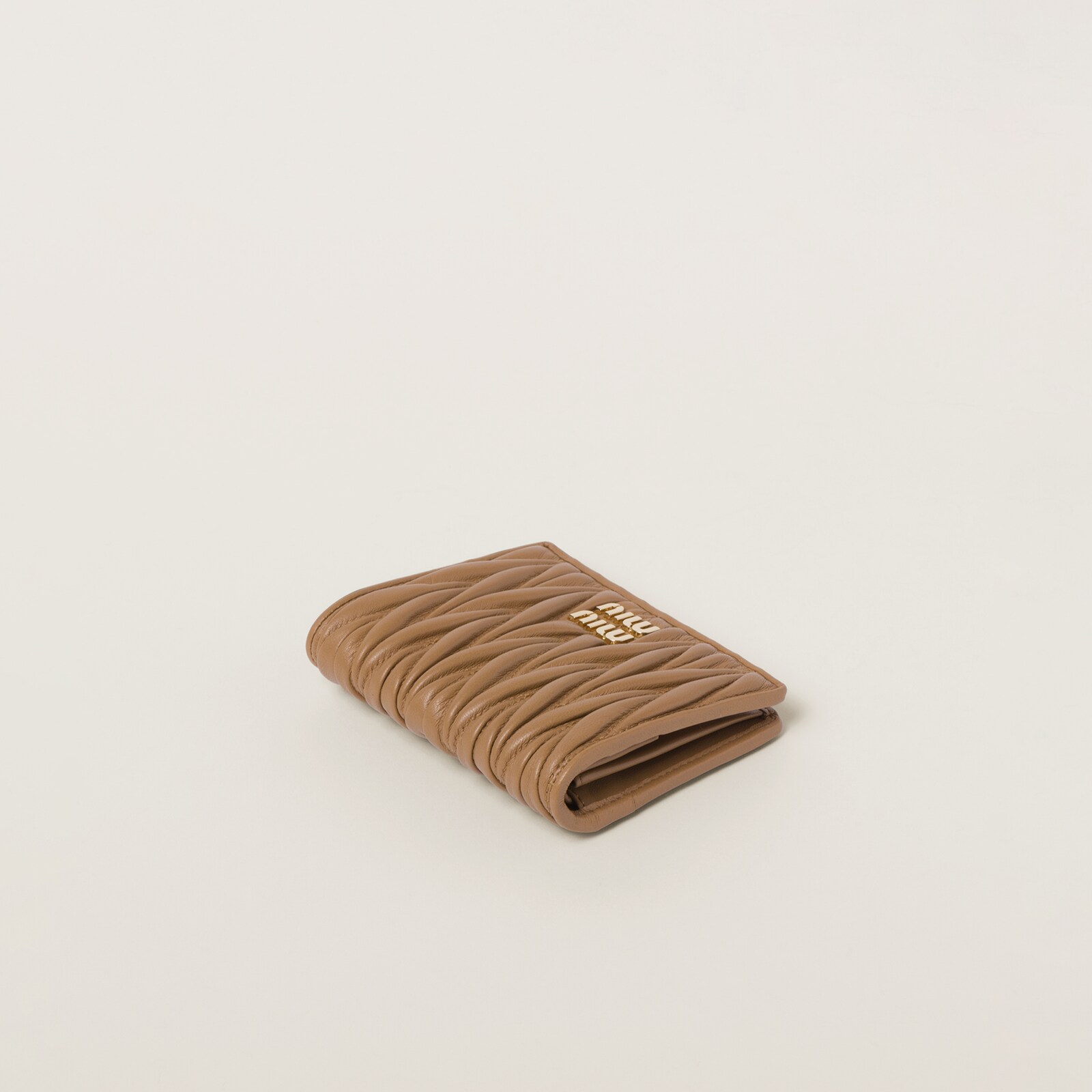 Caramel Small Matelassé Nappa Leather Wallet | Miu Miu