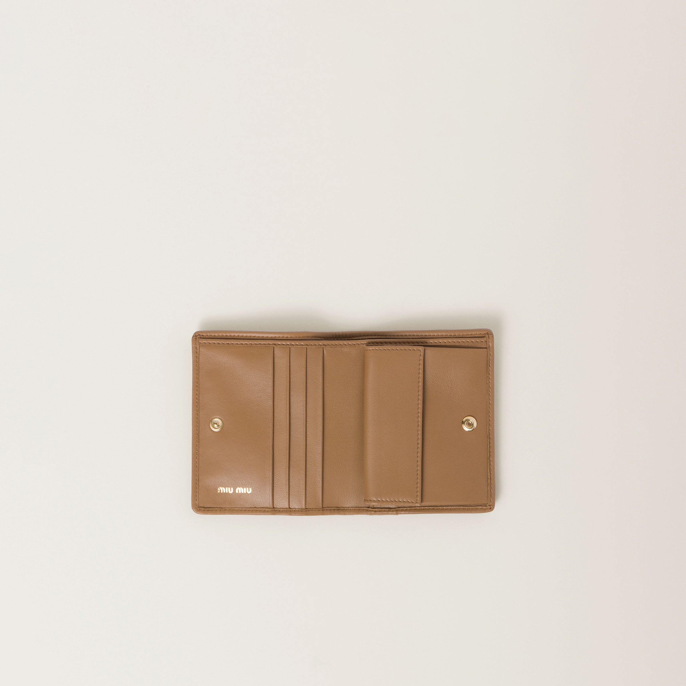 Caramel Small Matelassé Nappa Leather Wallet | Miu Miu