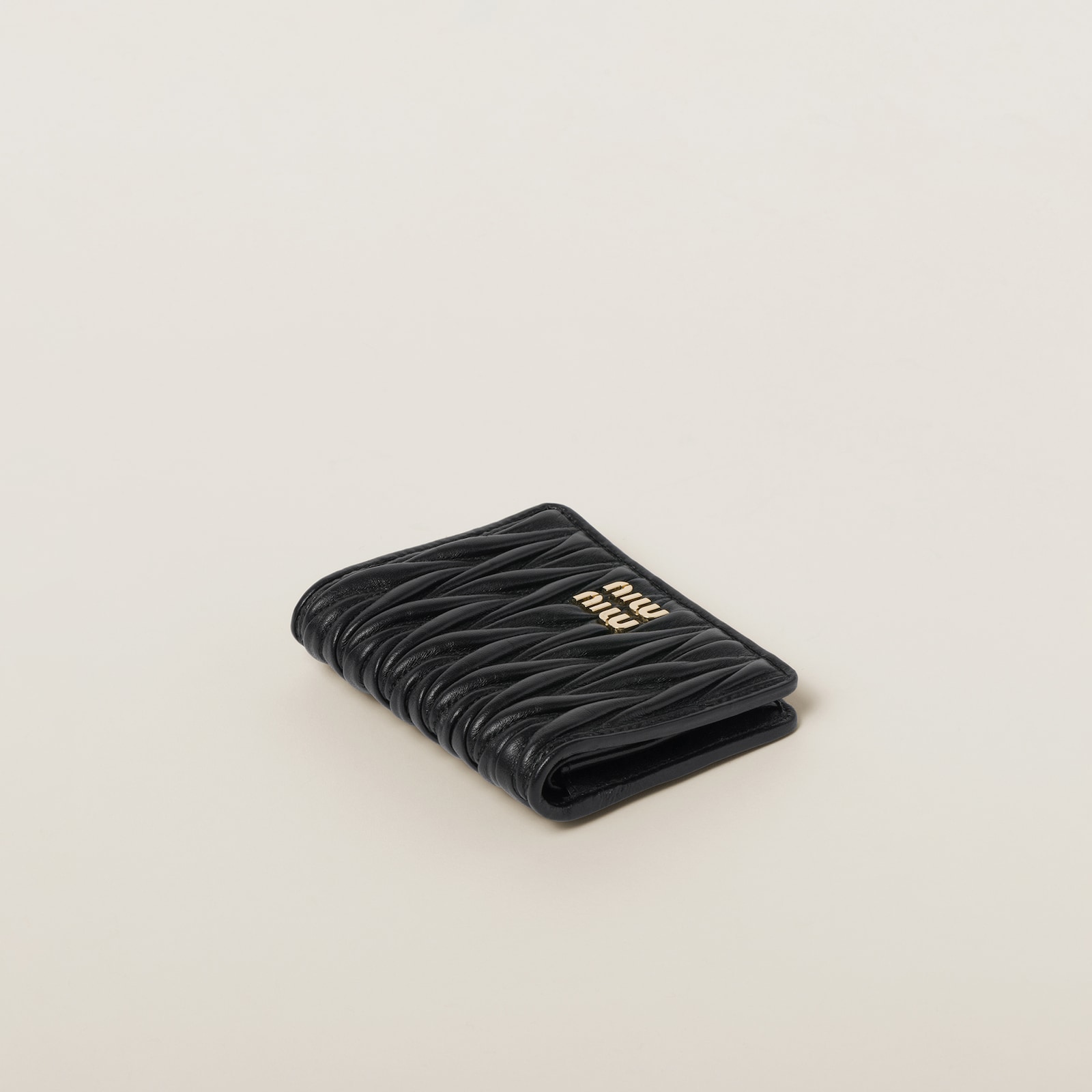 Black Small Matelassé Nappa Leather Wallet | Miu Miu - United States