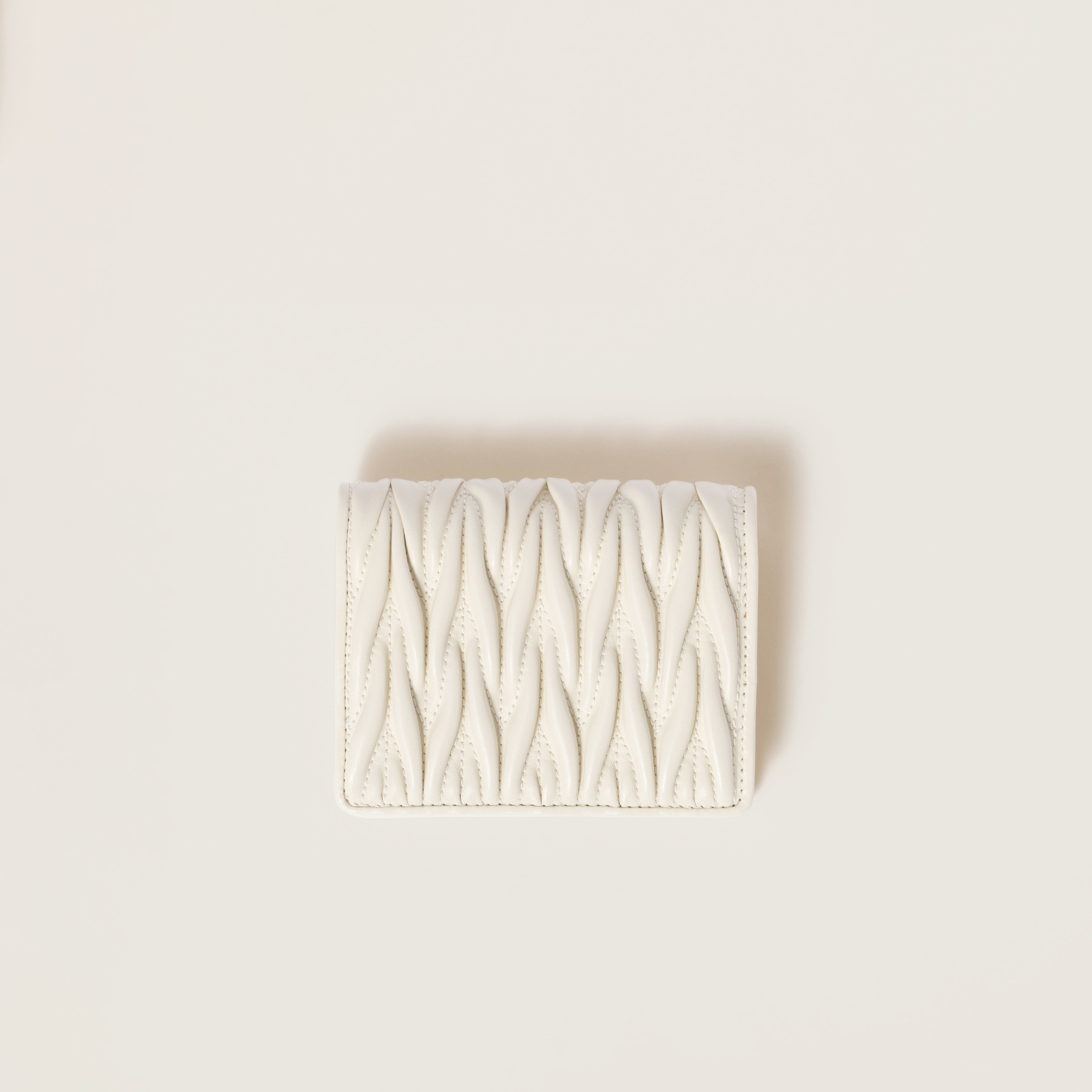 White Small Matelassé Nappa Leather Wallet | Miu Miu - United States