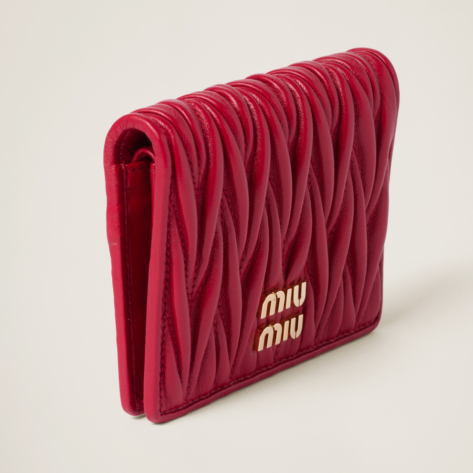 Red Small Matelassé Nappa Leather Wallet | Miu Miu - United States