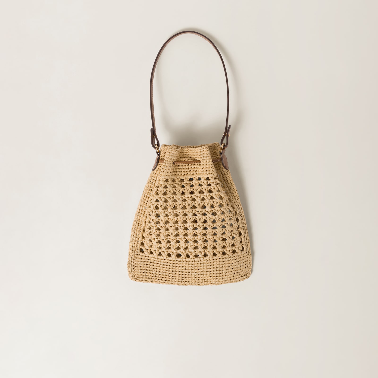 Beige/cognac Woven Fabric Mini-bag | Miu Miu