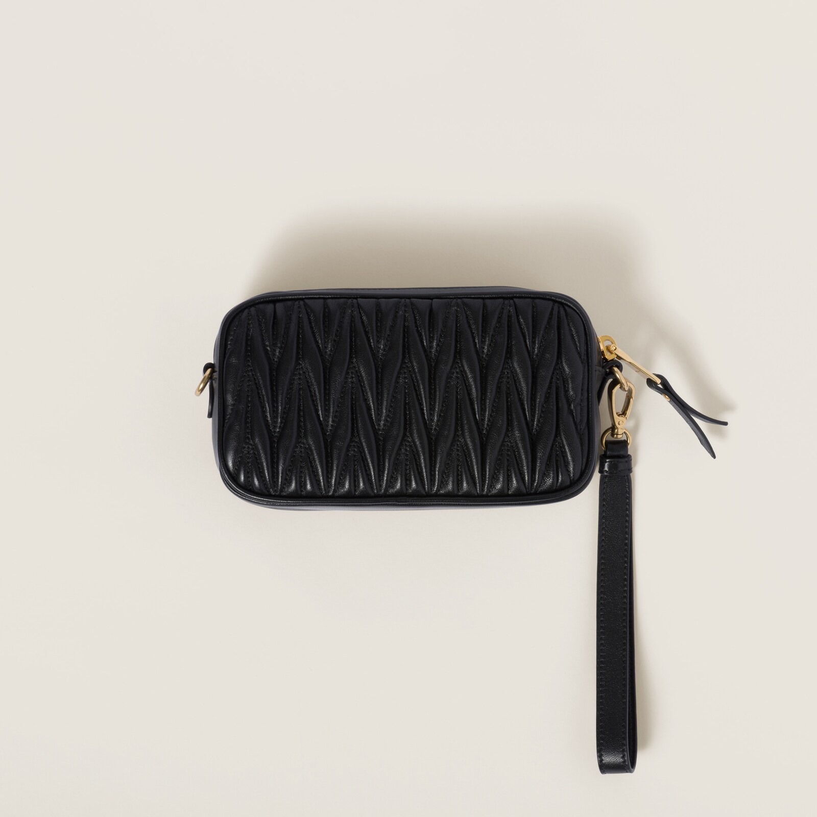 Black Matelassé Nappa Leather Pouch | Miu Miu