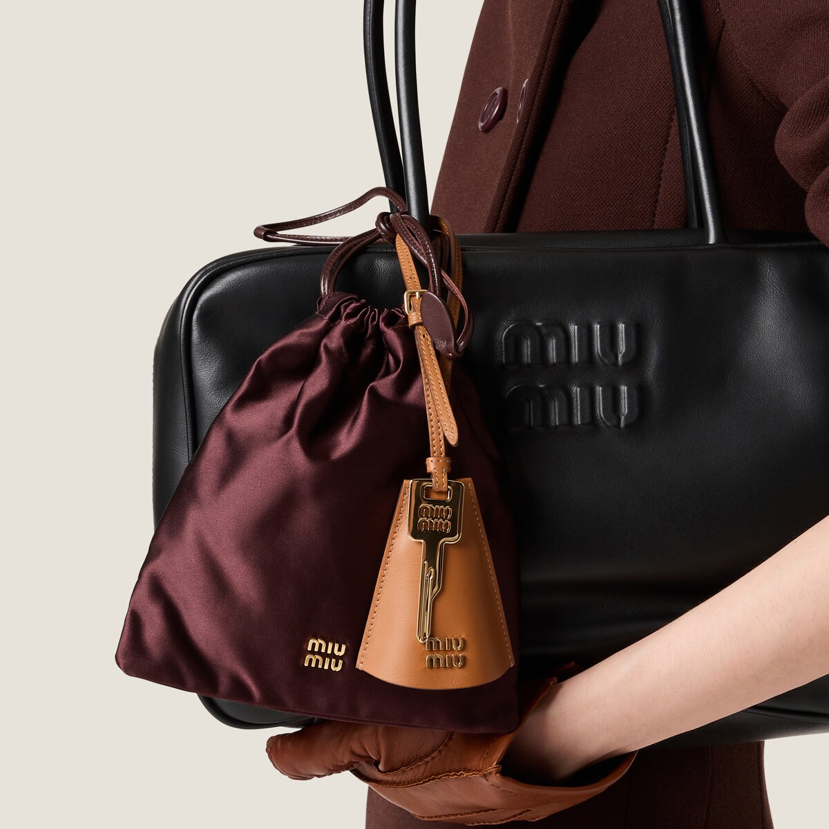 Black Aventure Mini Nappa Leather Bag | Miu Miu