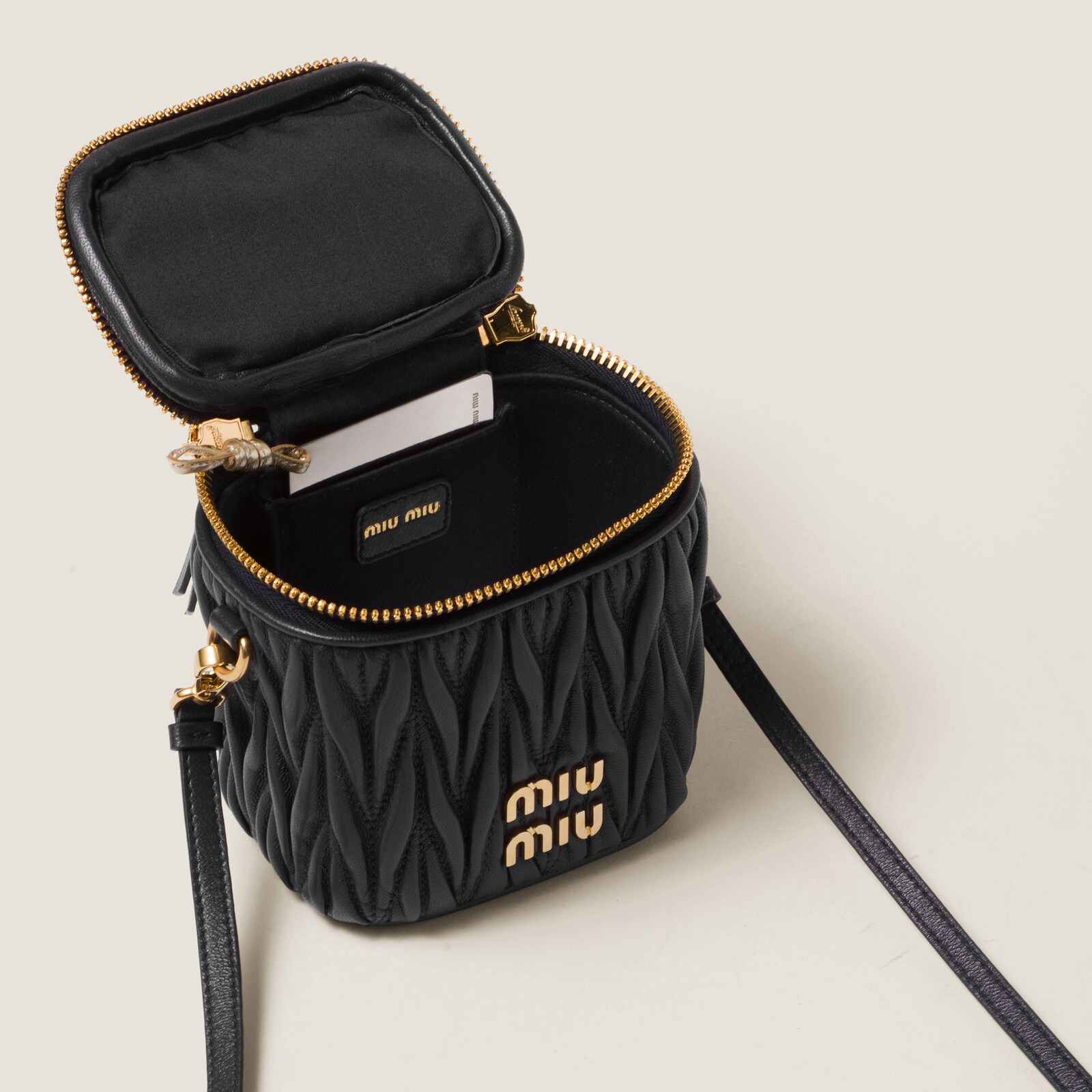 Black Matelassé Nappa Leather Micro Bag | Miu Miu